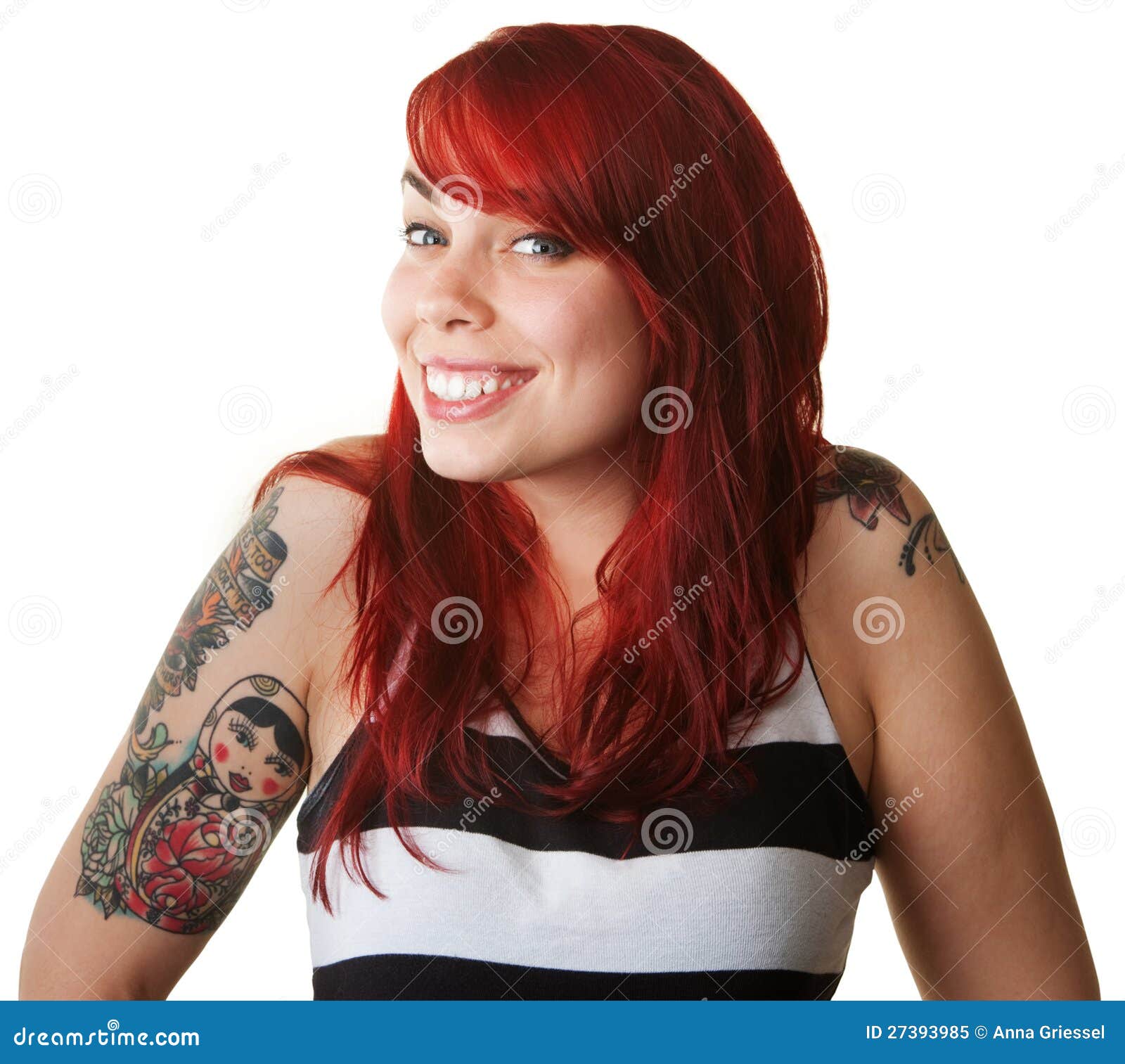 Proud Young Woman with Tattoos Stock Image - Image of background, proud ...