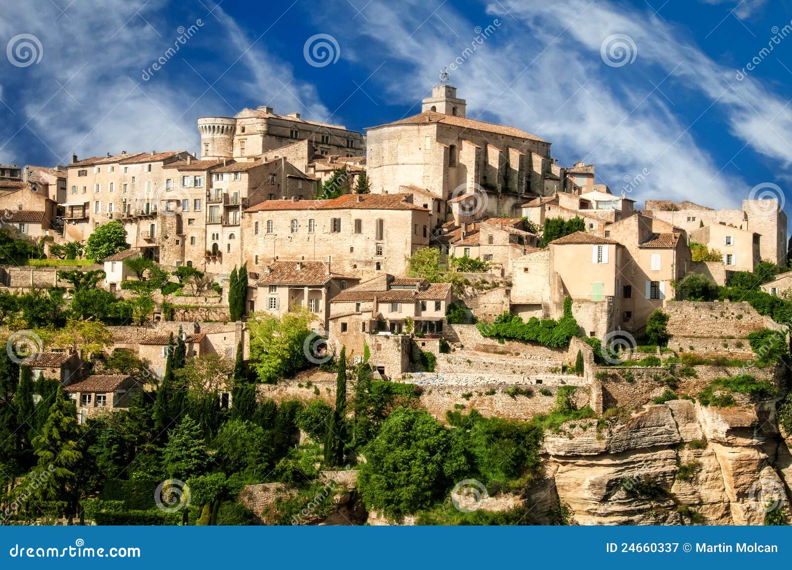 Provence Village Gordes Scenic Overlook Stock Image - Image of history ...