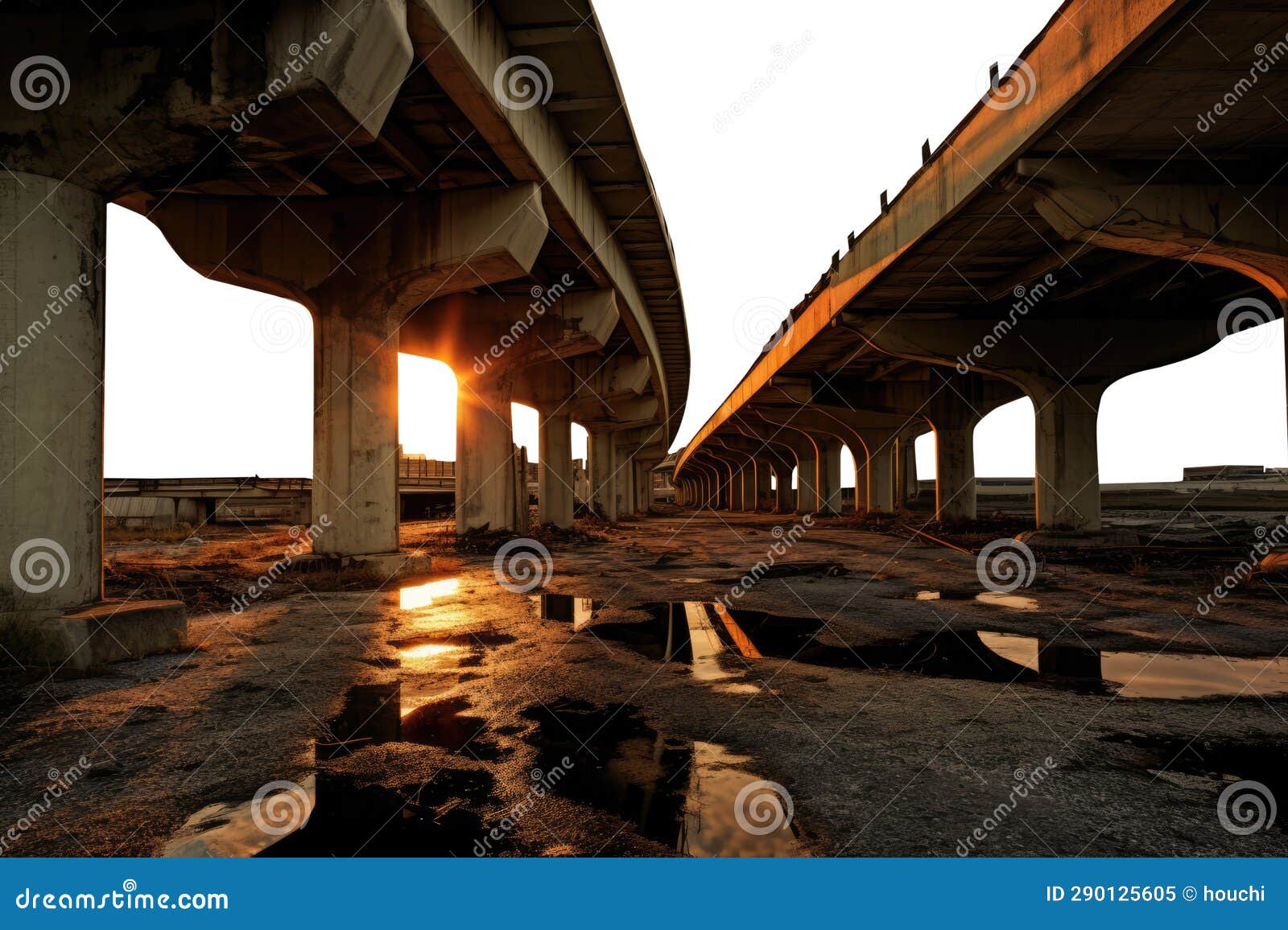 Two Intersecting Elevated Highways Seen from Ground View. Transparent ...