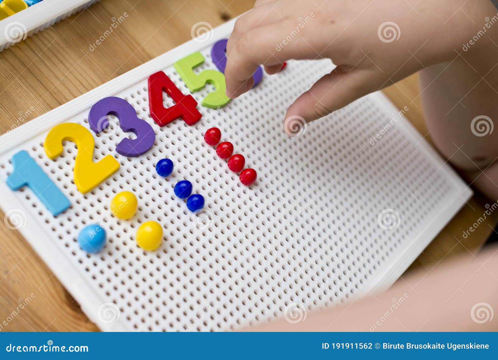 By Provided Numbers Boy Inserting Pins. Counting Game. Mathematical ...