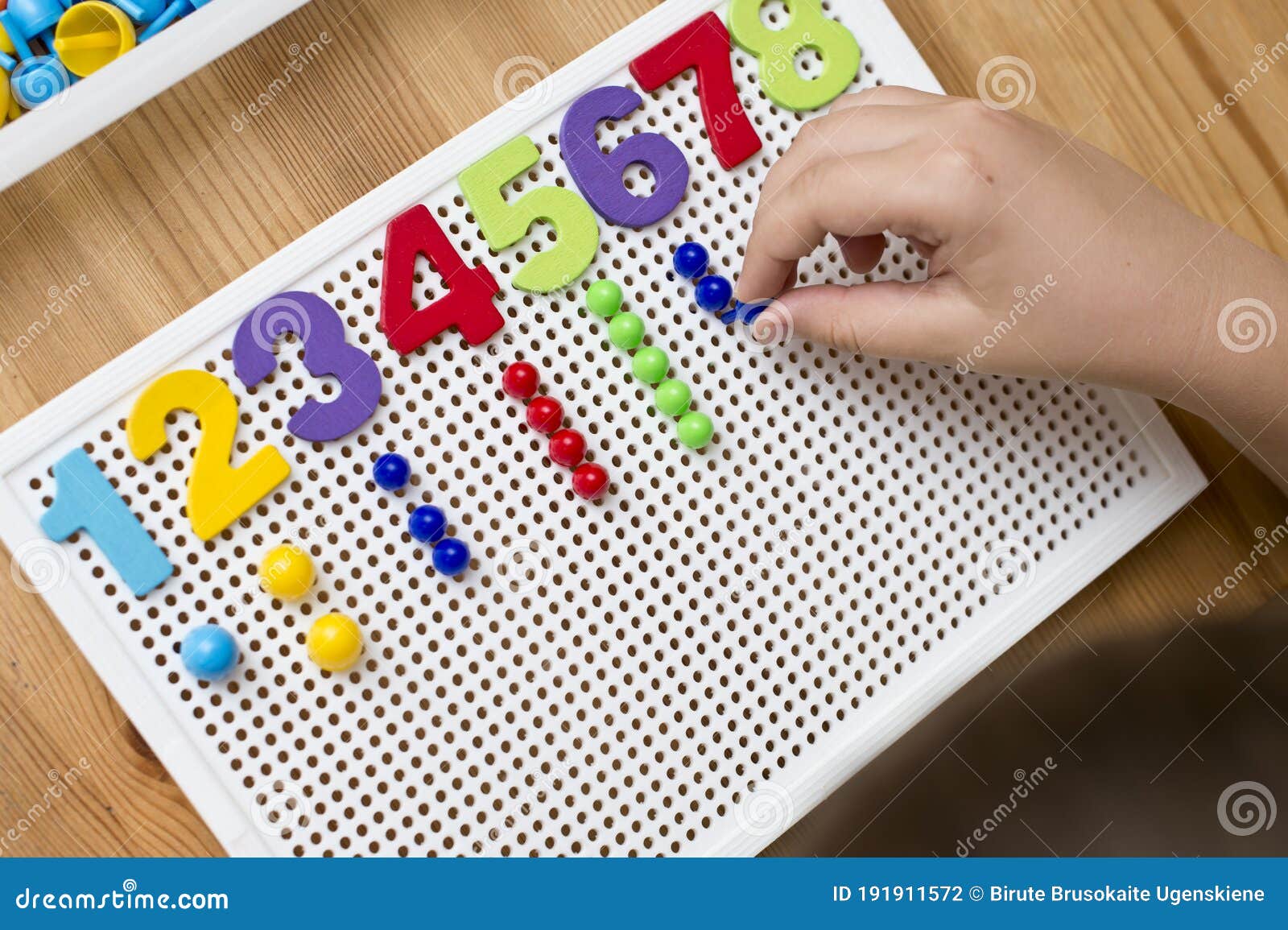 By Provided Numbers Boy Inserting Pins. Counting Game. Mathematical ...