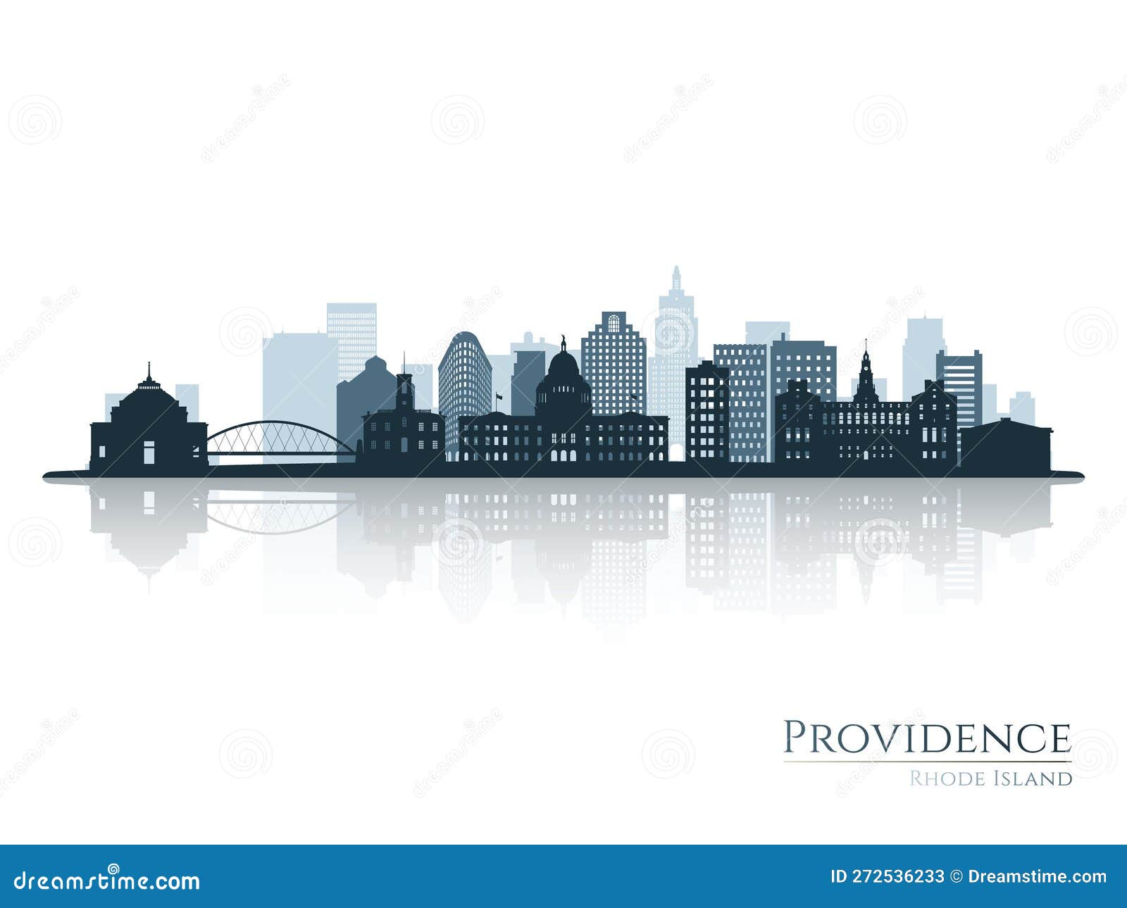 Providence Skyline Silhouette with Reflection. Stock Vector ...