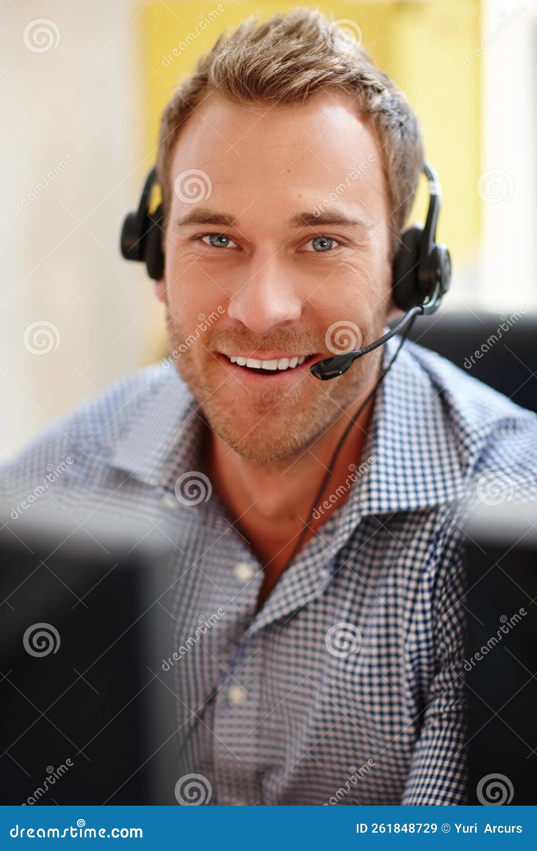 Providing Excellent Customer Support. Portrait of a Male Customer ...