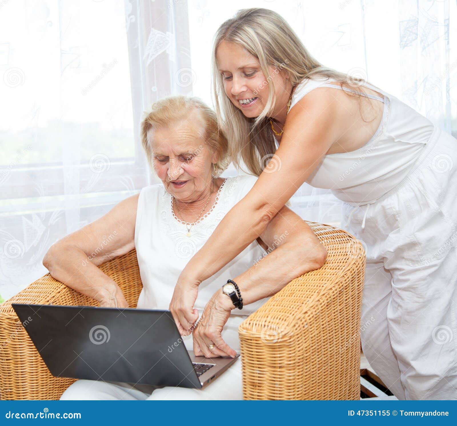 Providing Help and Care for Elderly Stock Image - Image of internet ...