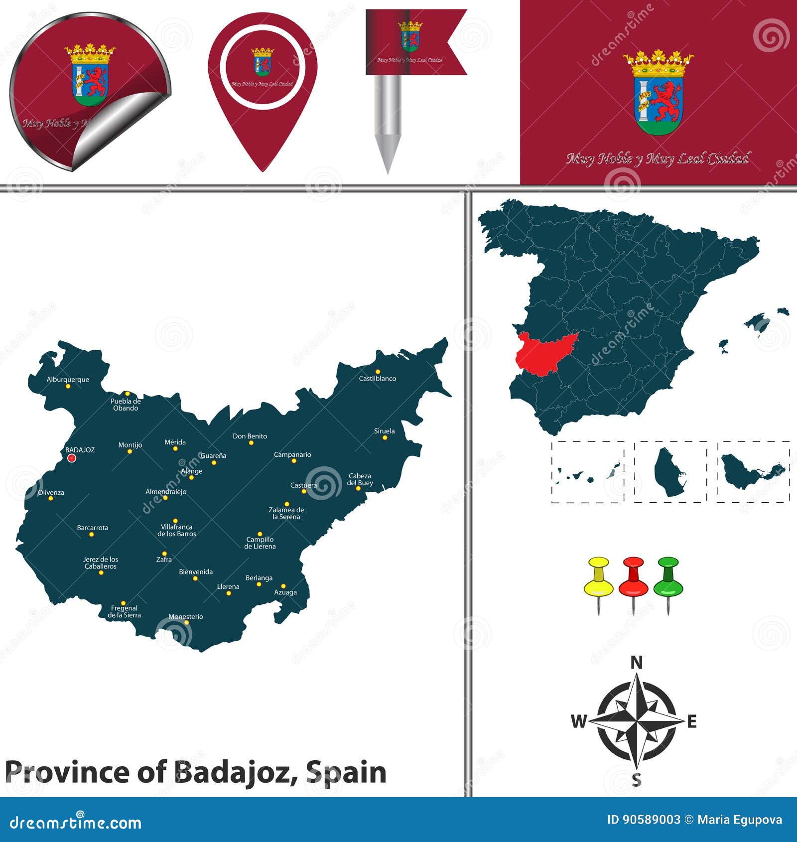 Province of Badajoz, Spain stock vector. Illustration of areas - 90589003