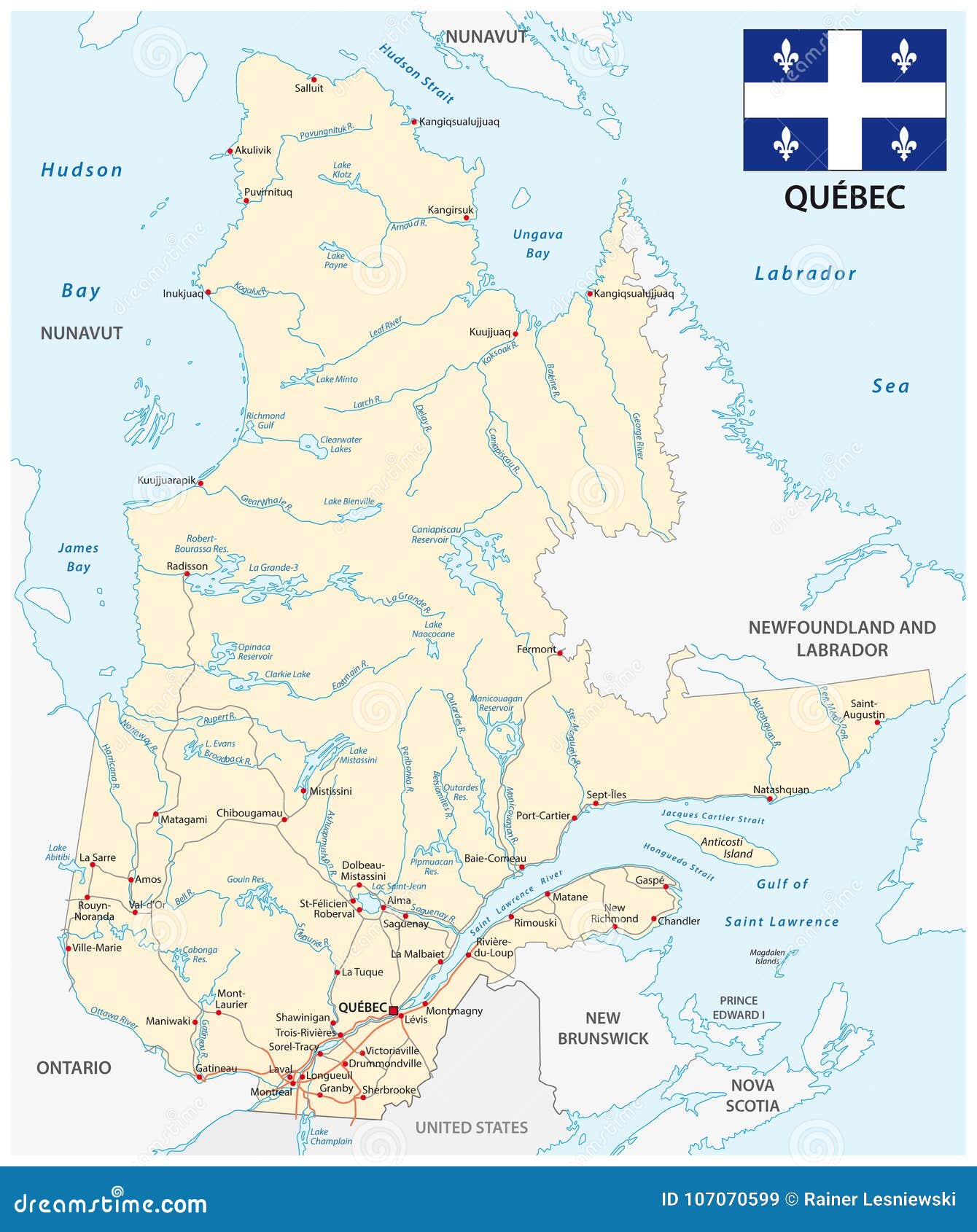 Province Of Quebec Map With Counties Vector Illustration ...