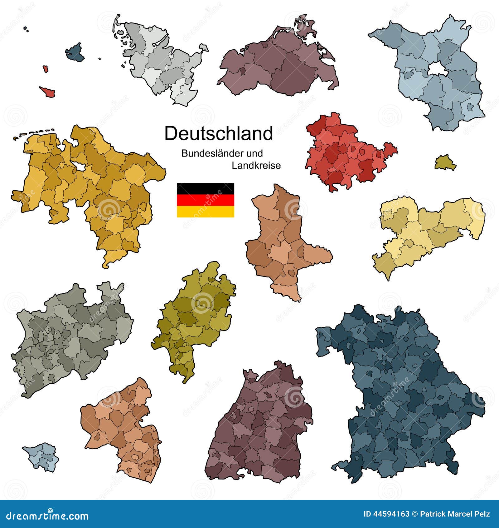 Map Of Germany With Provinces Cartoon Vector | CartoonDealer.com #135206451