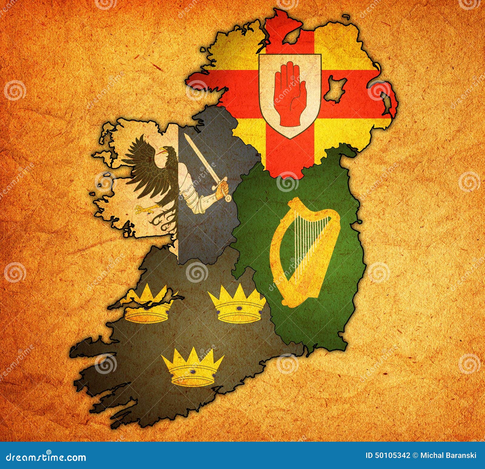 Provinces on Map of Ireland Stock Illustration - Illustration of atlas ...