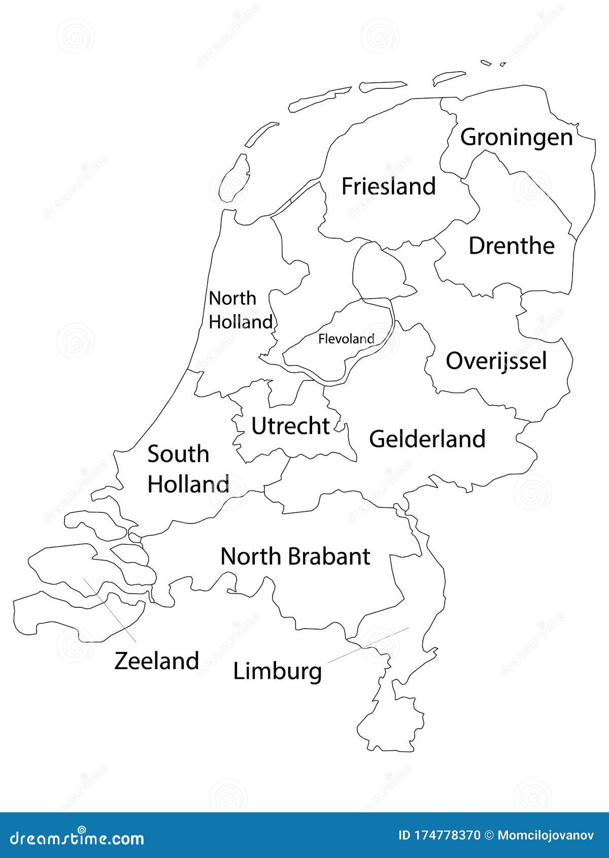 Provinces of Netherlands stock vector. Illustration of topographic ...