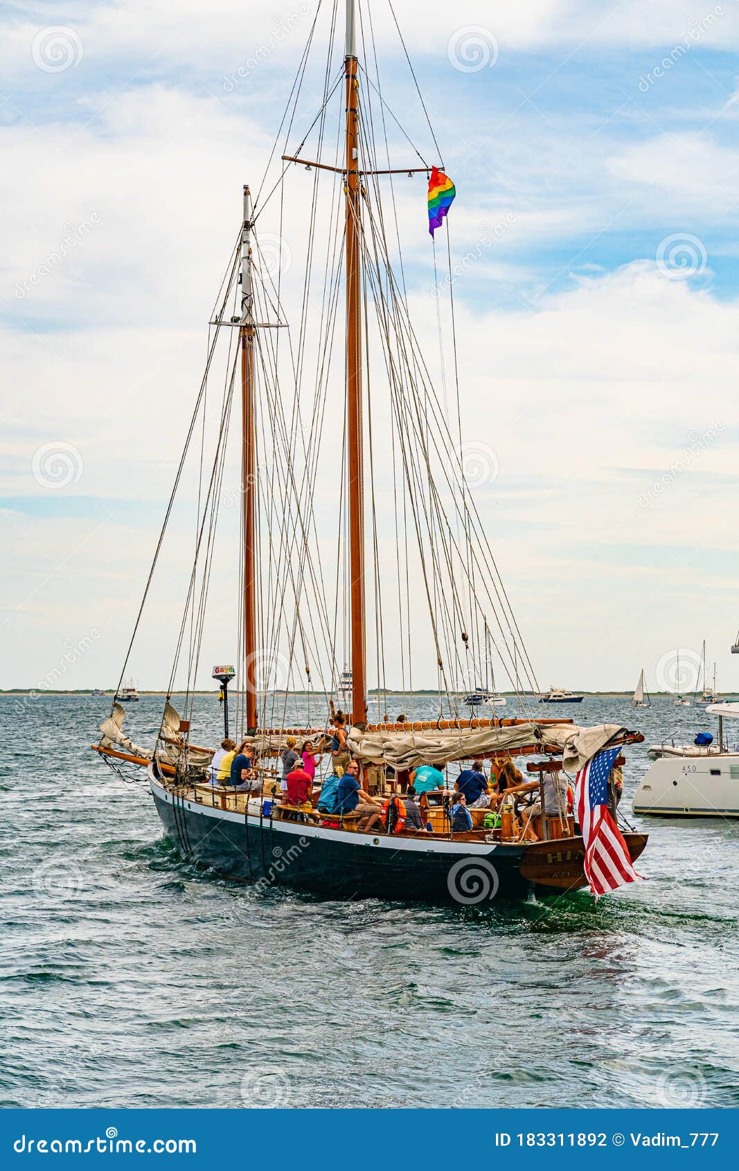 Provincetown, Cape Cod, Massachusetts, US - August 21, 2019 Catamaran ...