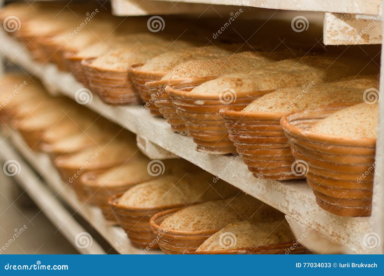 Proving Dough of Bran in Basket. Private Bakery Stock Image - Image of ...