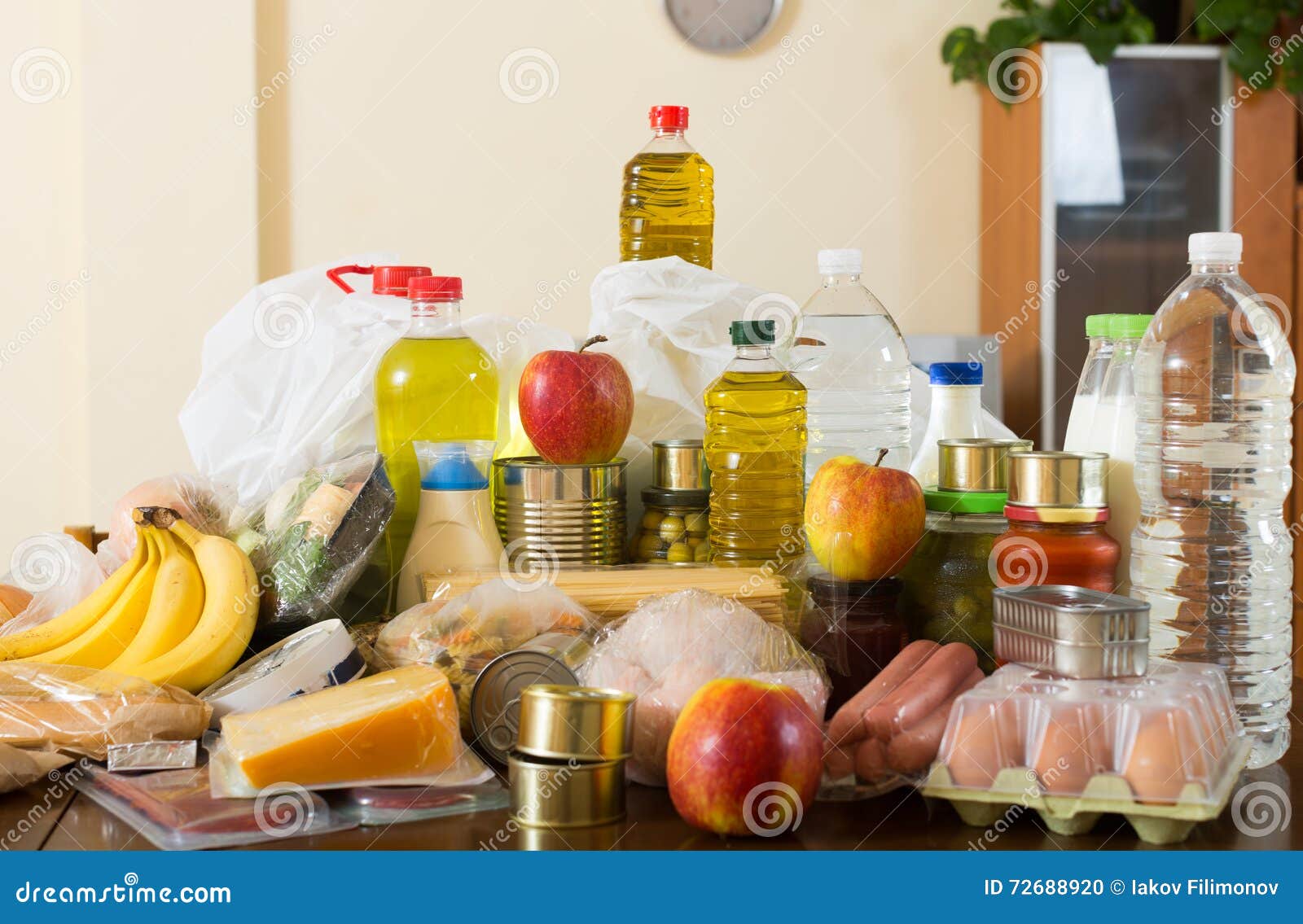 Provision with Vegetables and Meat Stock Photo - Image of indoor, room ...