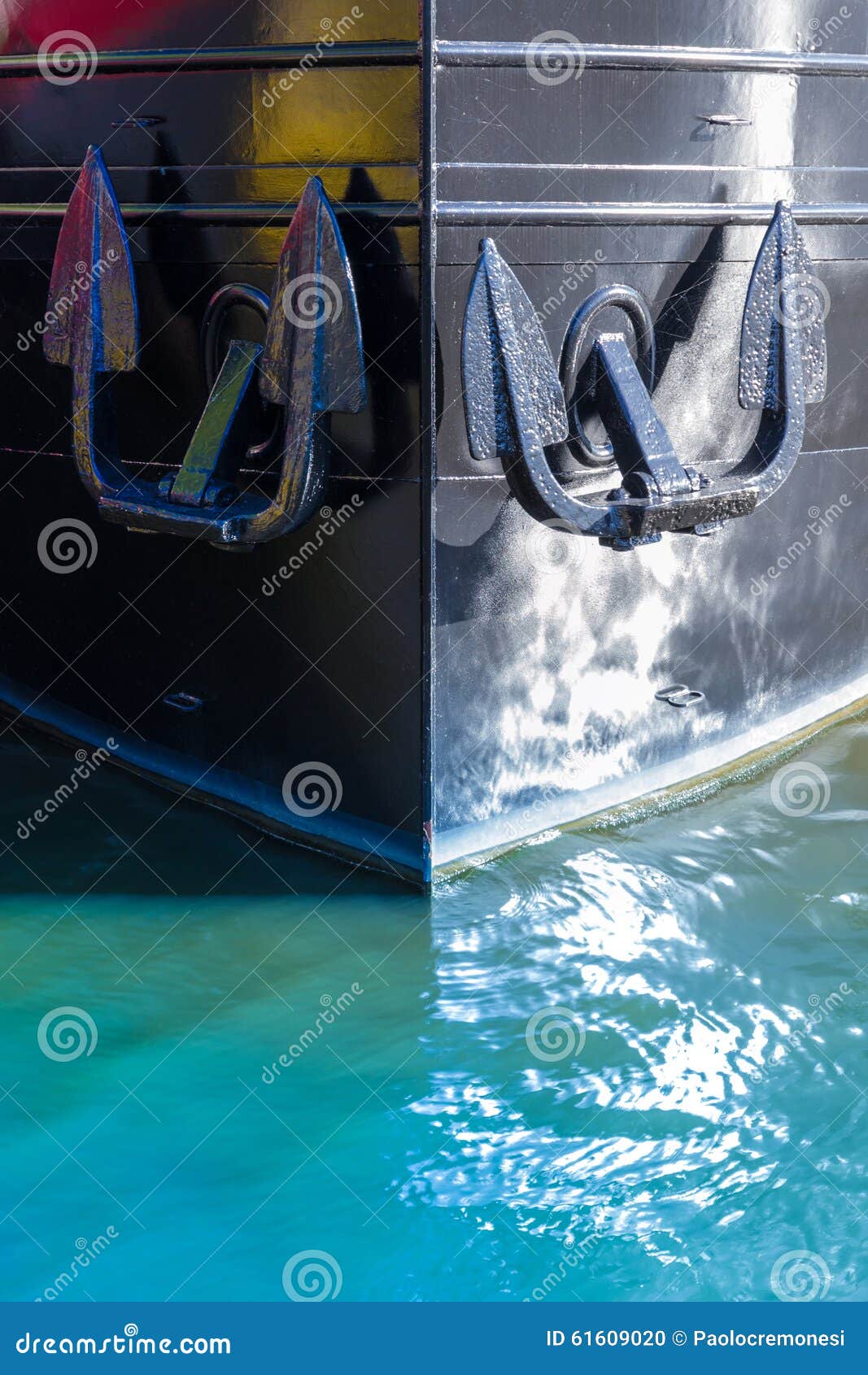 Prow of a Boat with Two Anchors Stock Photo - Image of glitter, harbor ...