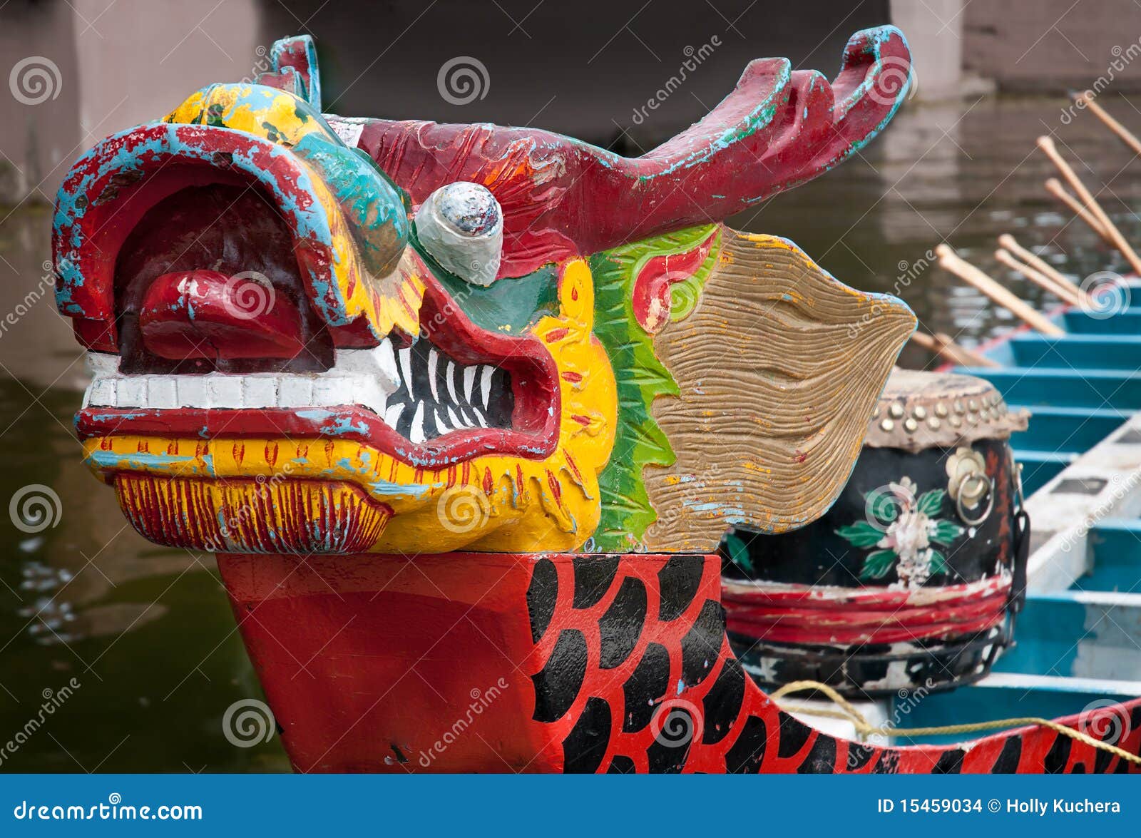 Prow Of Dragon Boat - Traditional Asian Longboat Royalty-Free Stock ...