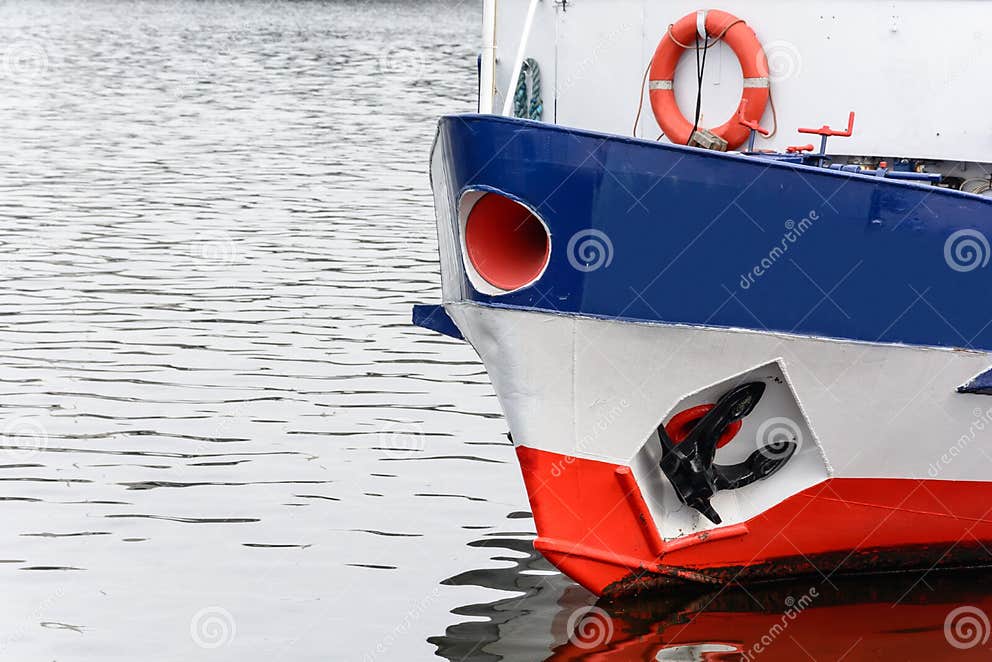 The Prow of the Ship Traffic on the Surface of the River Stock Image ...