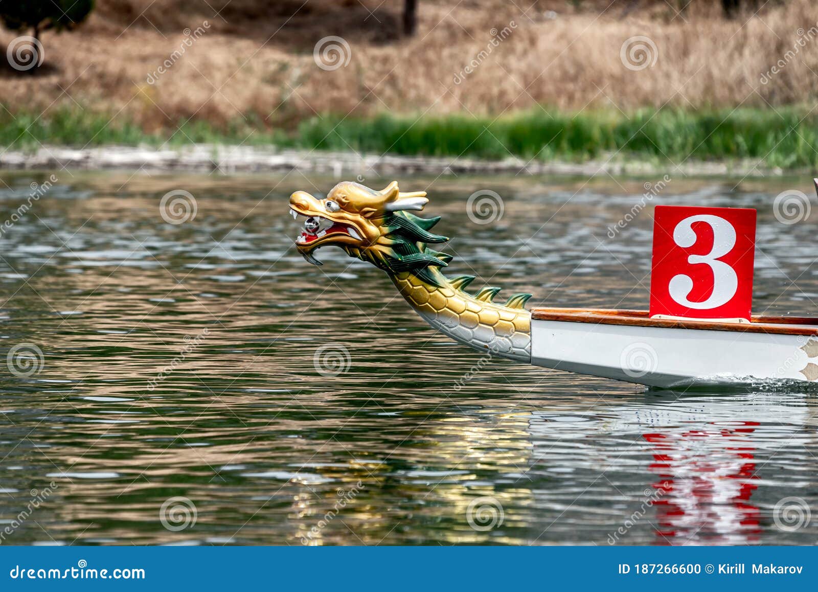 Prow Of Dragon Boat - Traditional Asian Longboat Royalty-Free Stock ...