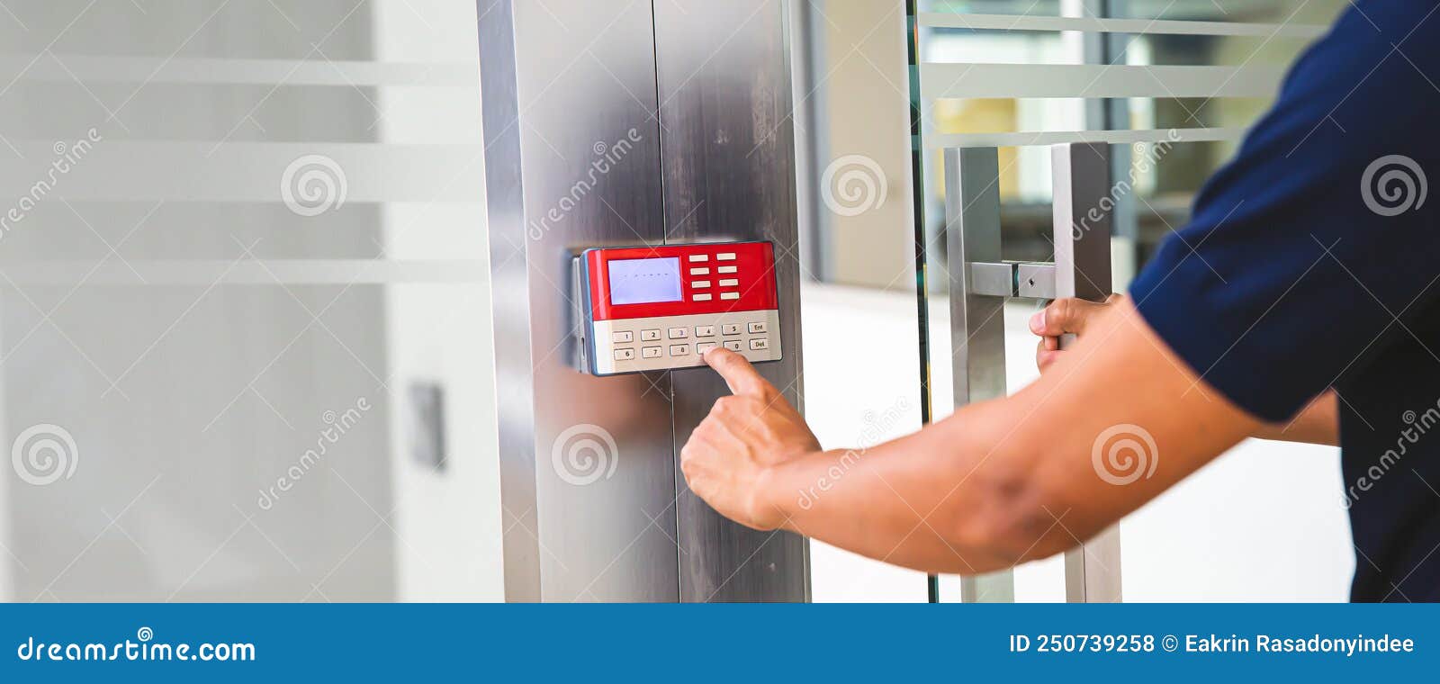 Proximity Card Reader Door Unlock, Hand Security Man Using ID Card On ...