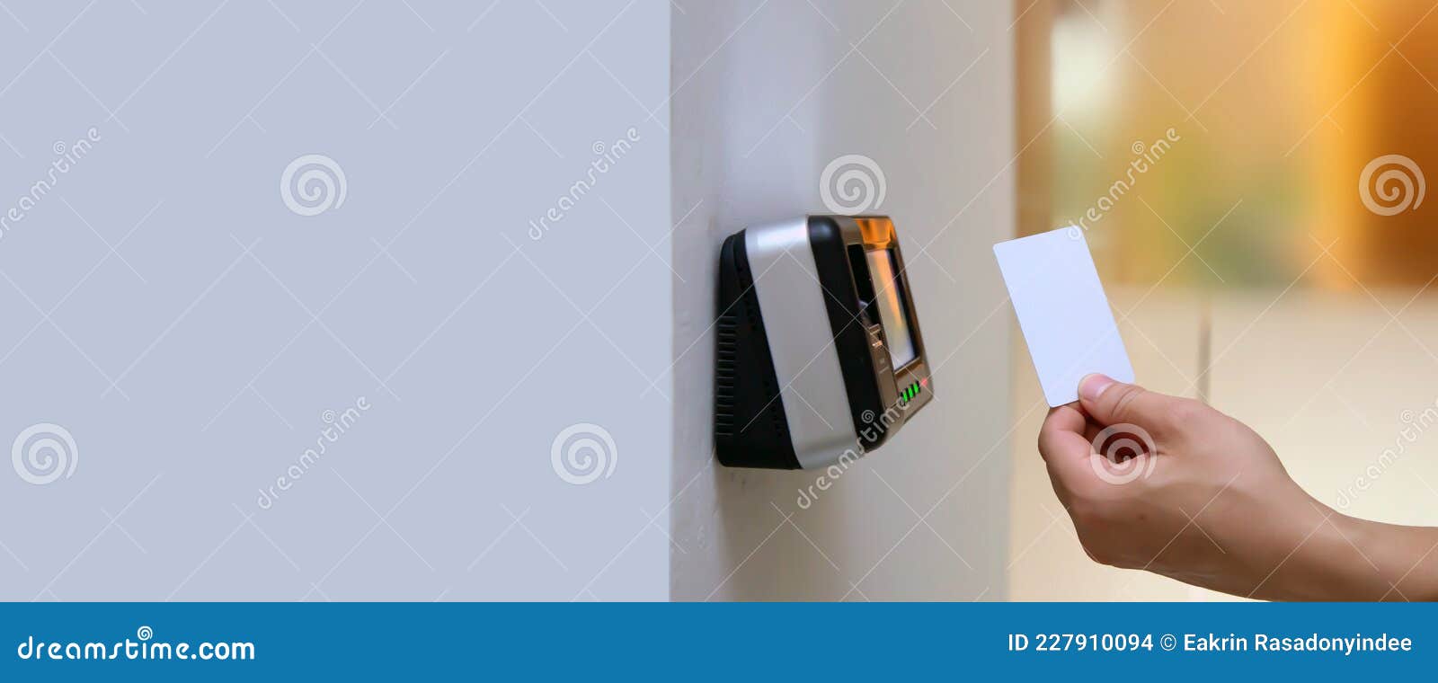 Close Up Hand Security Man Using ID Card Scanning at the Access Control ...