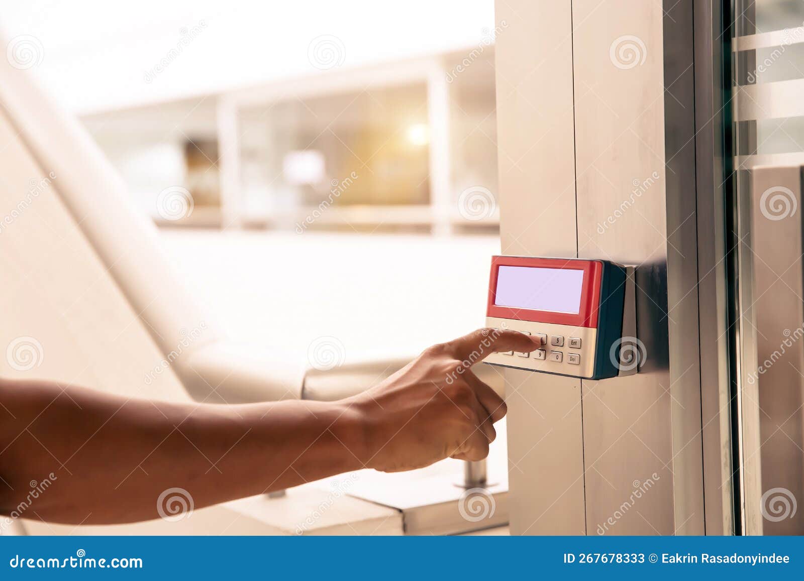 Proximity Card Door Unlock, Hand Security Man Using Fingerprint Scan On ...