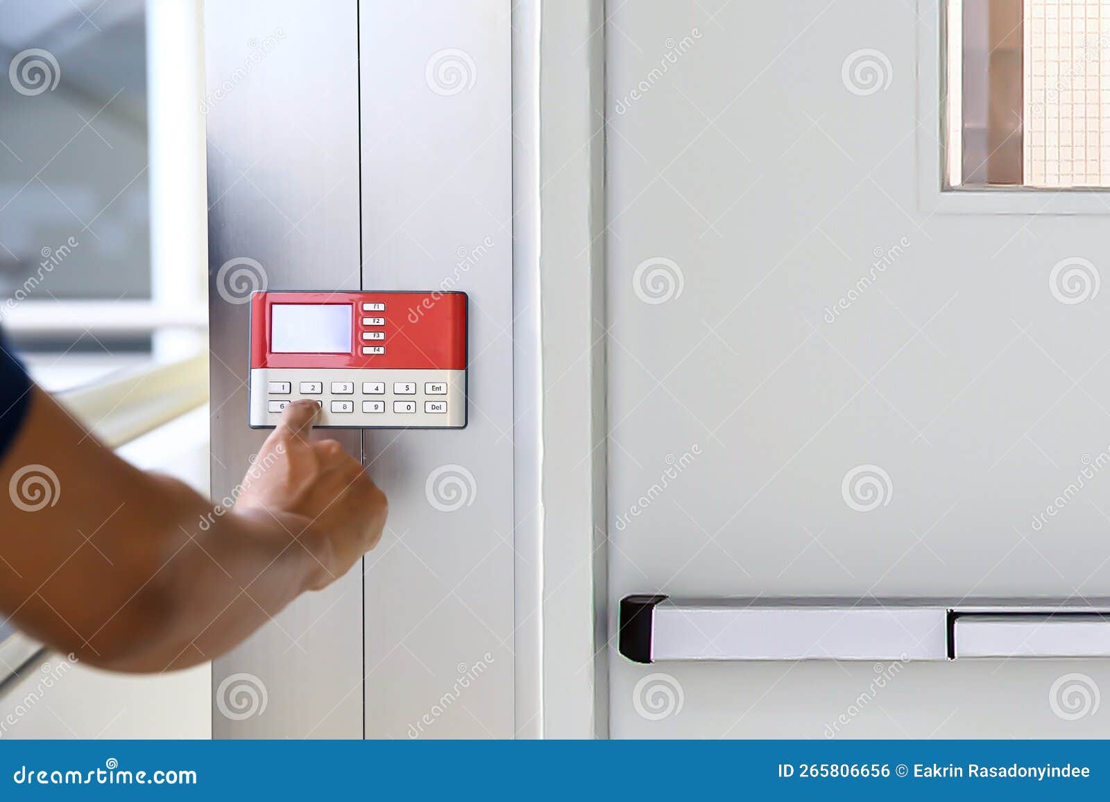 Proximity Card Reader Door Unlock, Hand Security Man Press Button on ID ...