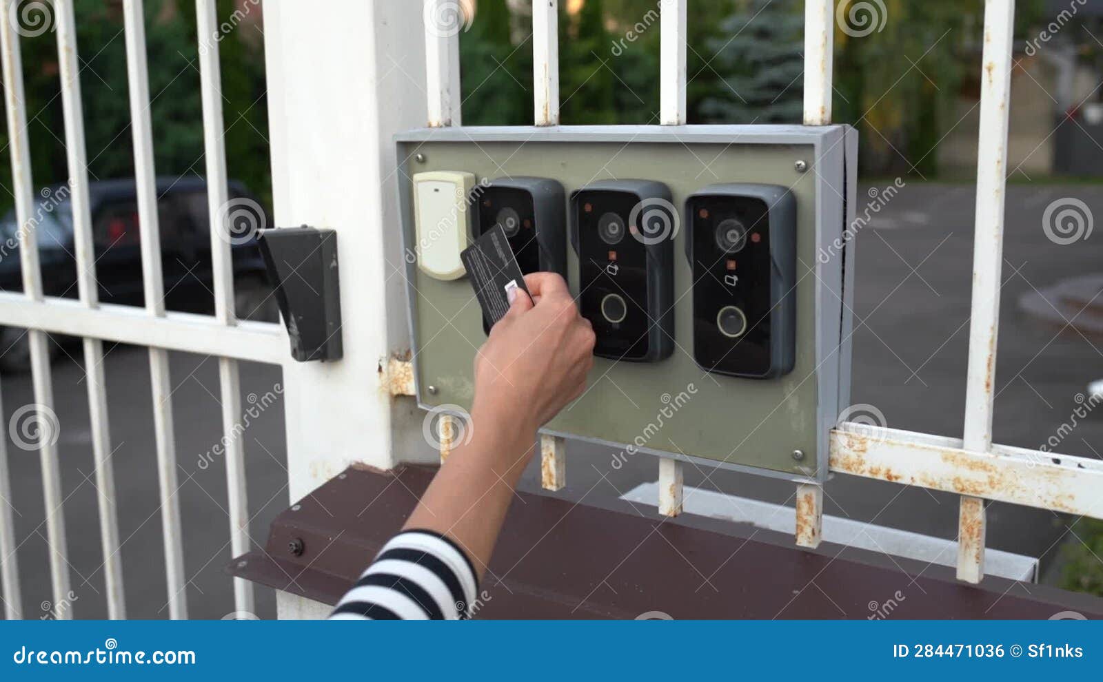 Proximity Card Reader Door Unlock, Hand Security Man Using ID Card on ...