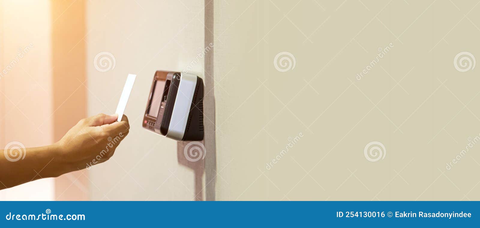 Proximity Card Reader Door Unlock, Hand Security Man Using ID Card on ...
