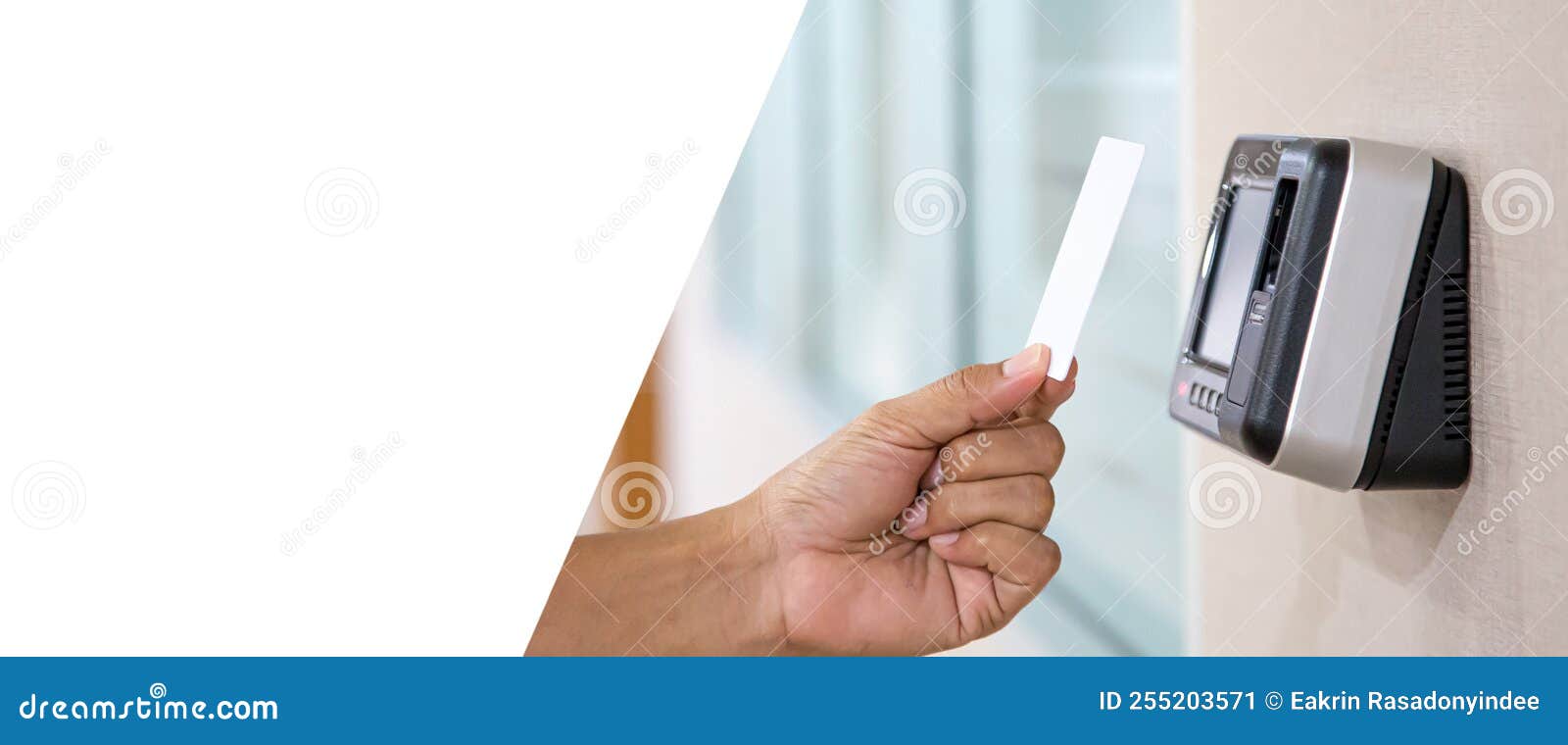 Proximity Card Reader Door Unlock, Hand Security Man Using ID Card on ...