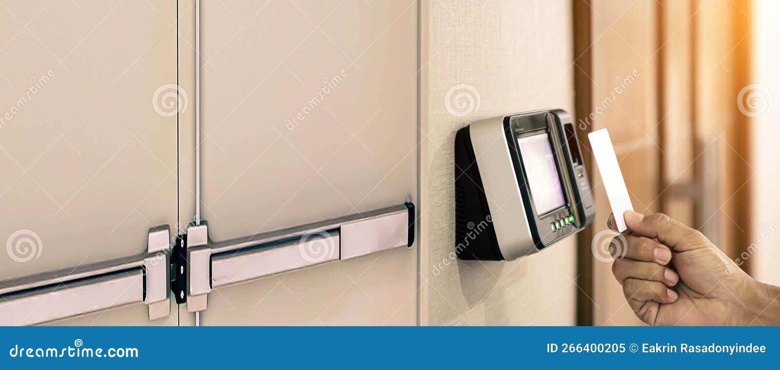 Proximity Card Reader Door Unlock, Hand Security Man Using ID Card on ...