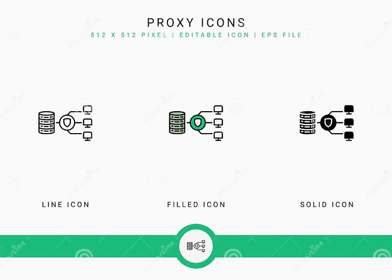 Proxy Icons Set Vector Illustration with Solid Icon Line Style. Internet Server Concept Stock ...