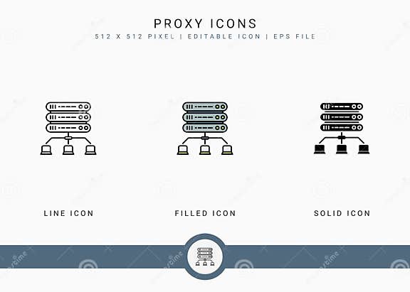 Proxy Icons Set Vector Illustration with Solid Icon Line Style ...