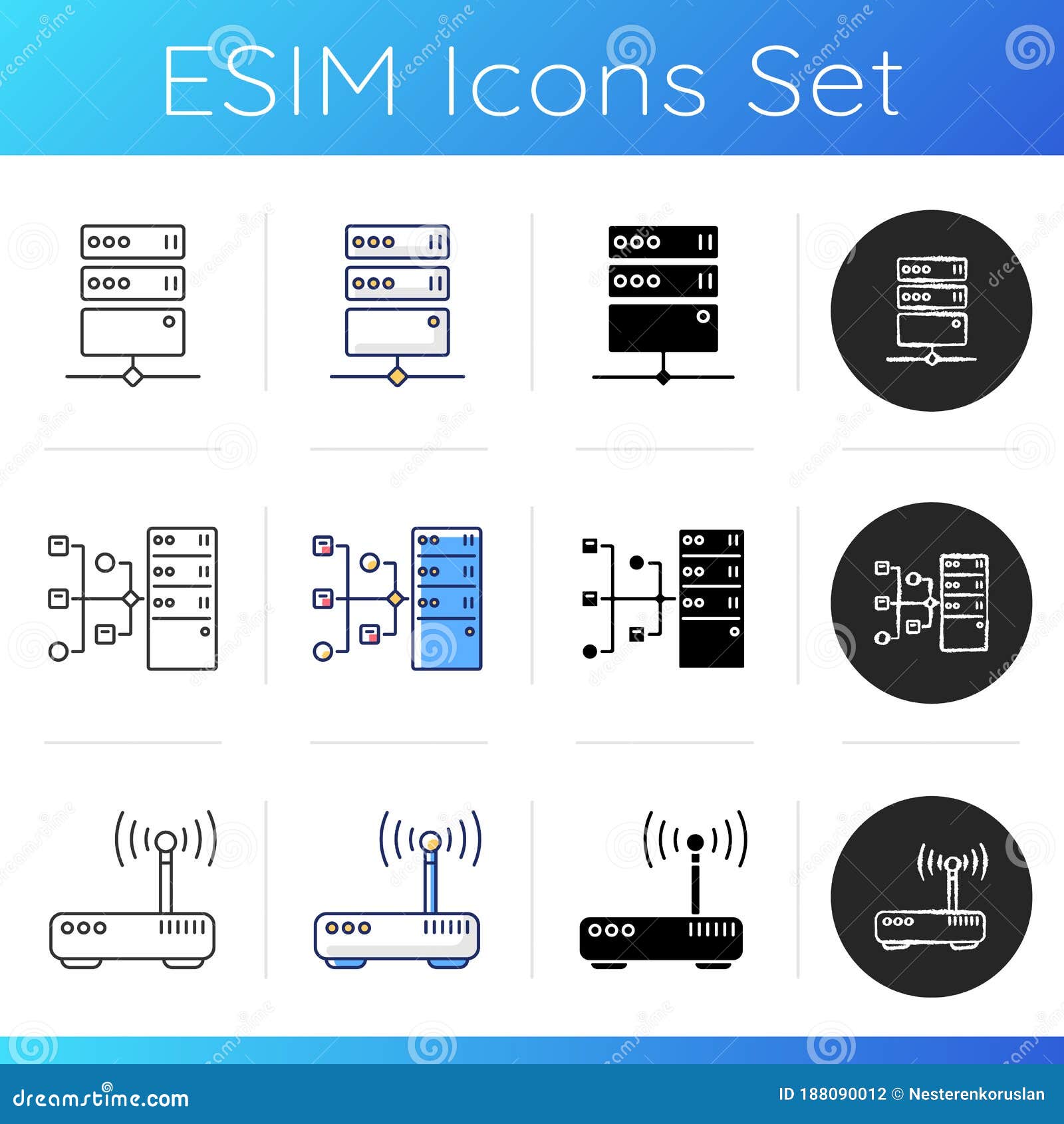 Proxy server icons set stock vector. Illustration of information ...