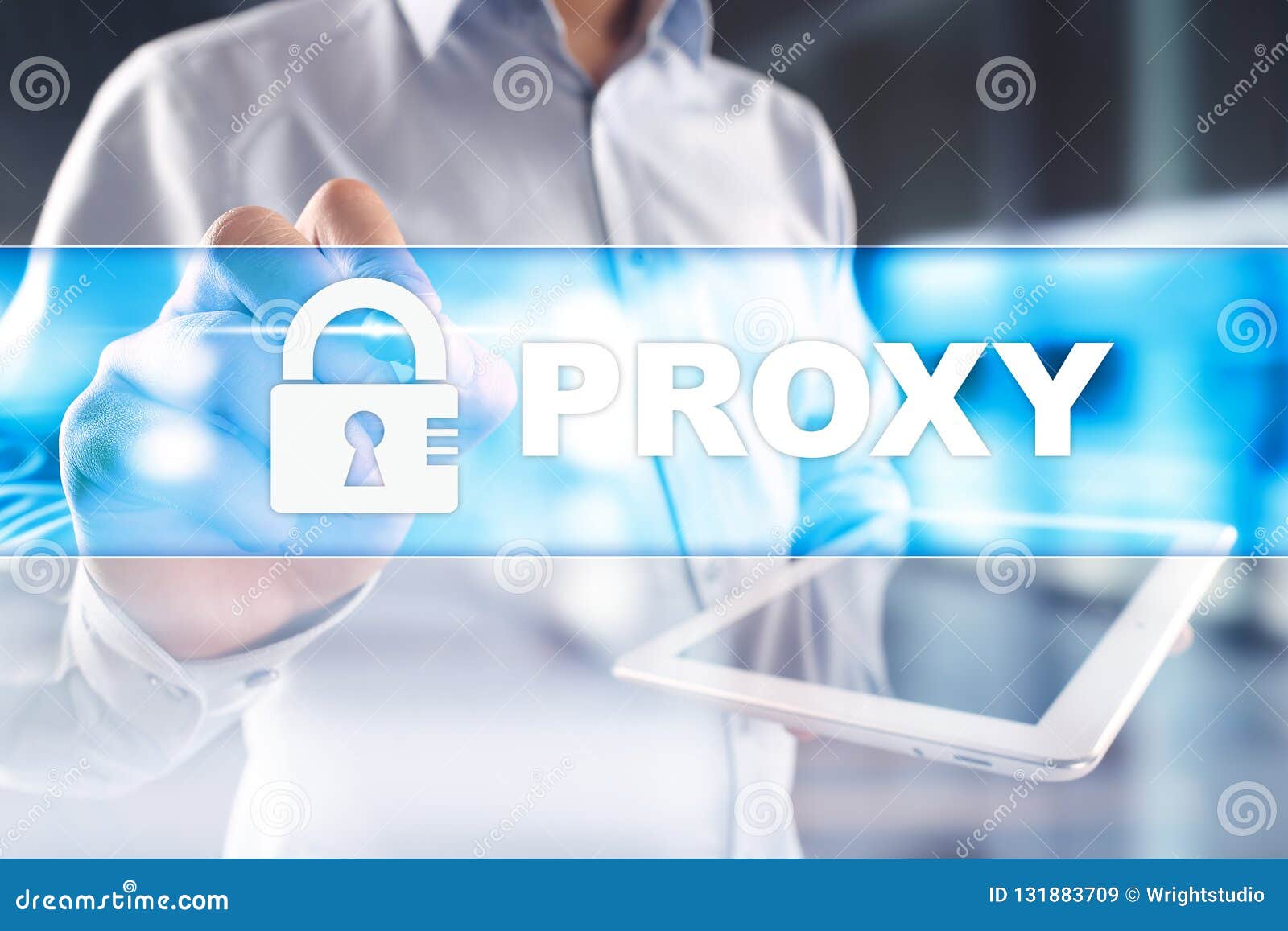 Proxy, VPN, Secure Internet Connection Concept on Virtual Screen. Stock ...