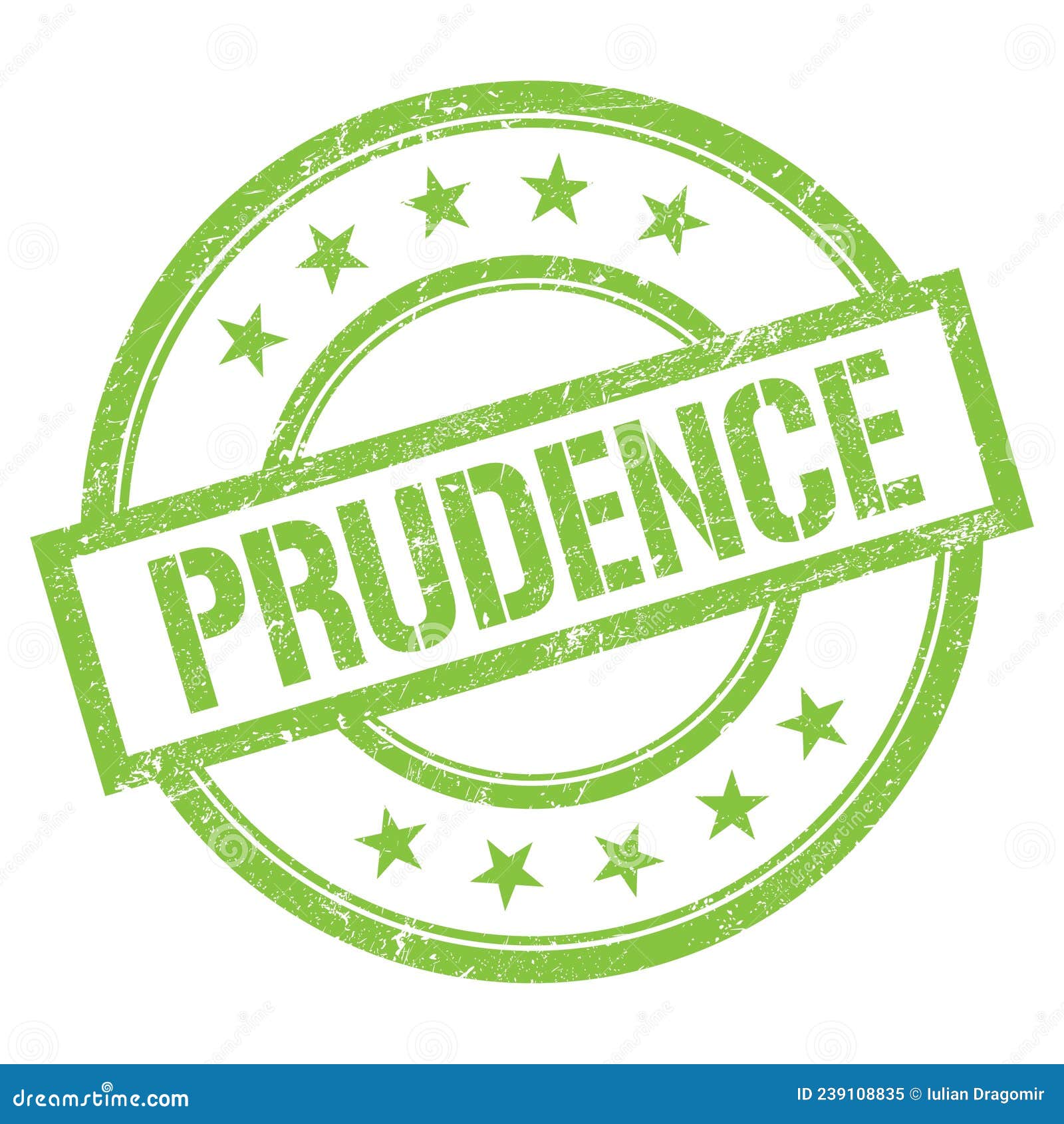 PRUDENCE Text Written on Green Vintage Stamp Stock Illustration ...