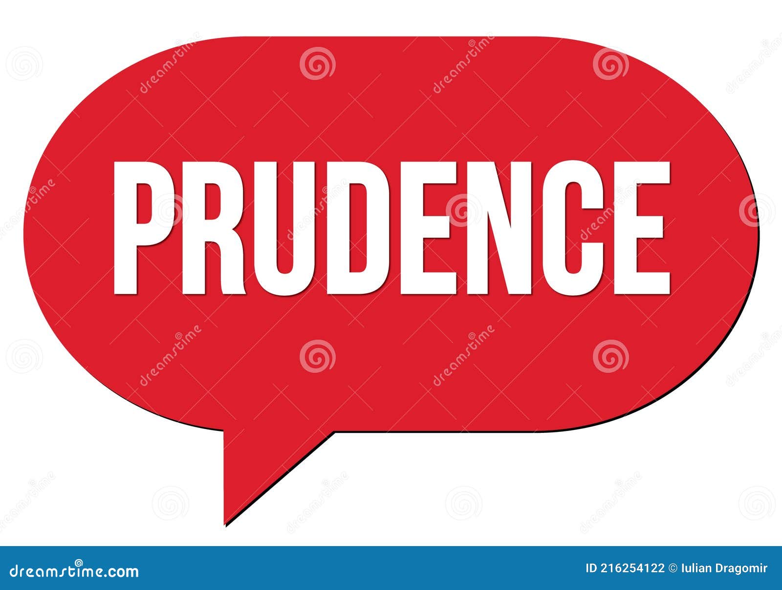 PRUDENCE Text Written in a Red Speech Bubble Stock Illustration ...
