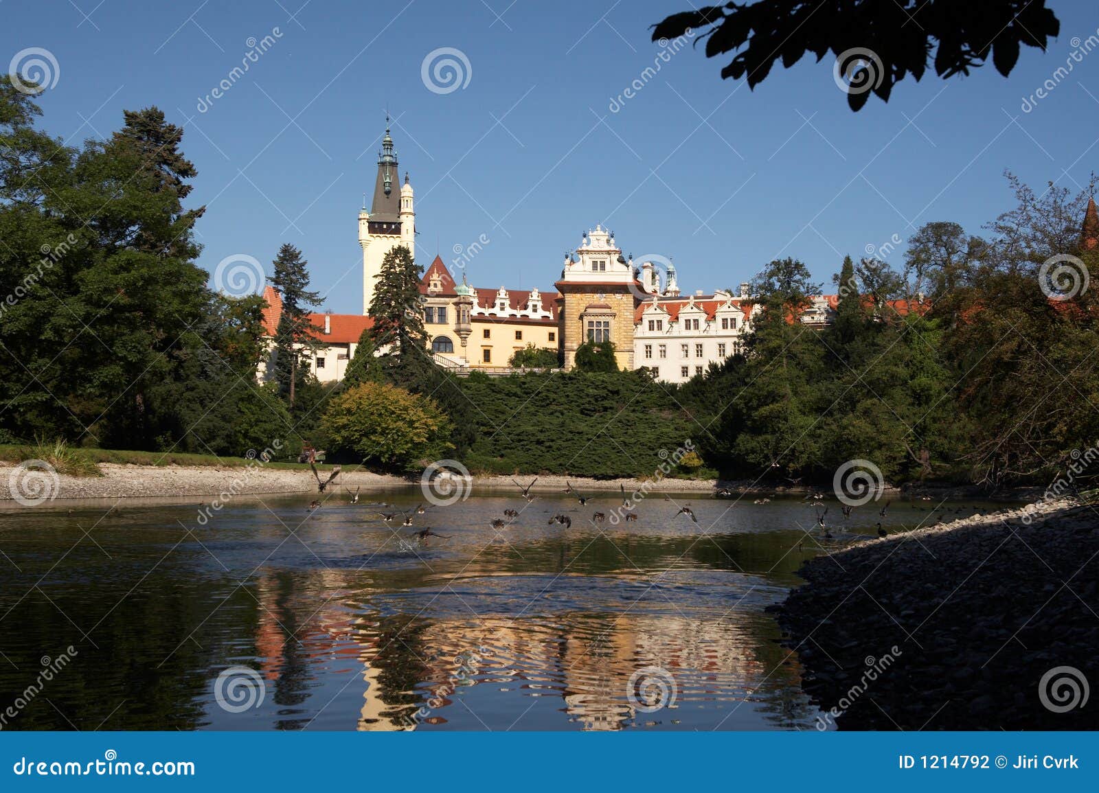 Pruhonice, Castle Pond (launched) Stock Photo - Image of trees ...