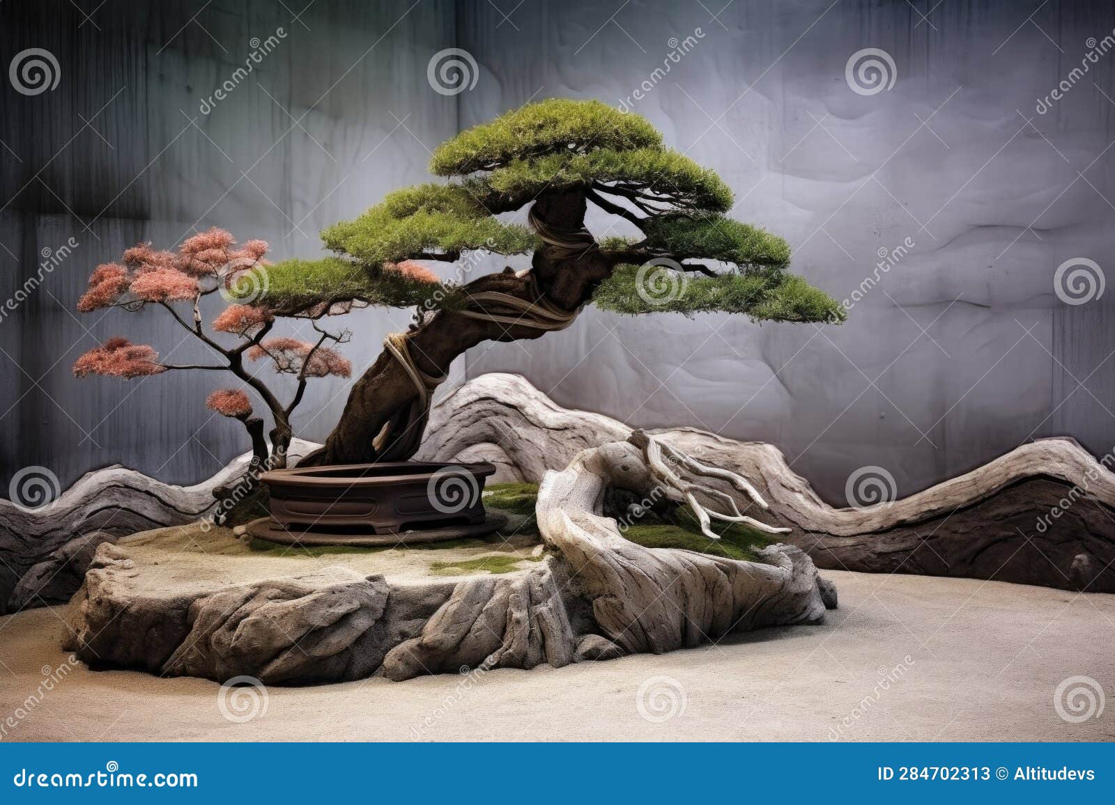 Pruned Bonsai Tree in a Tranquil Zen Garden Stock Image - Image of ...