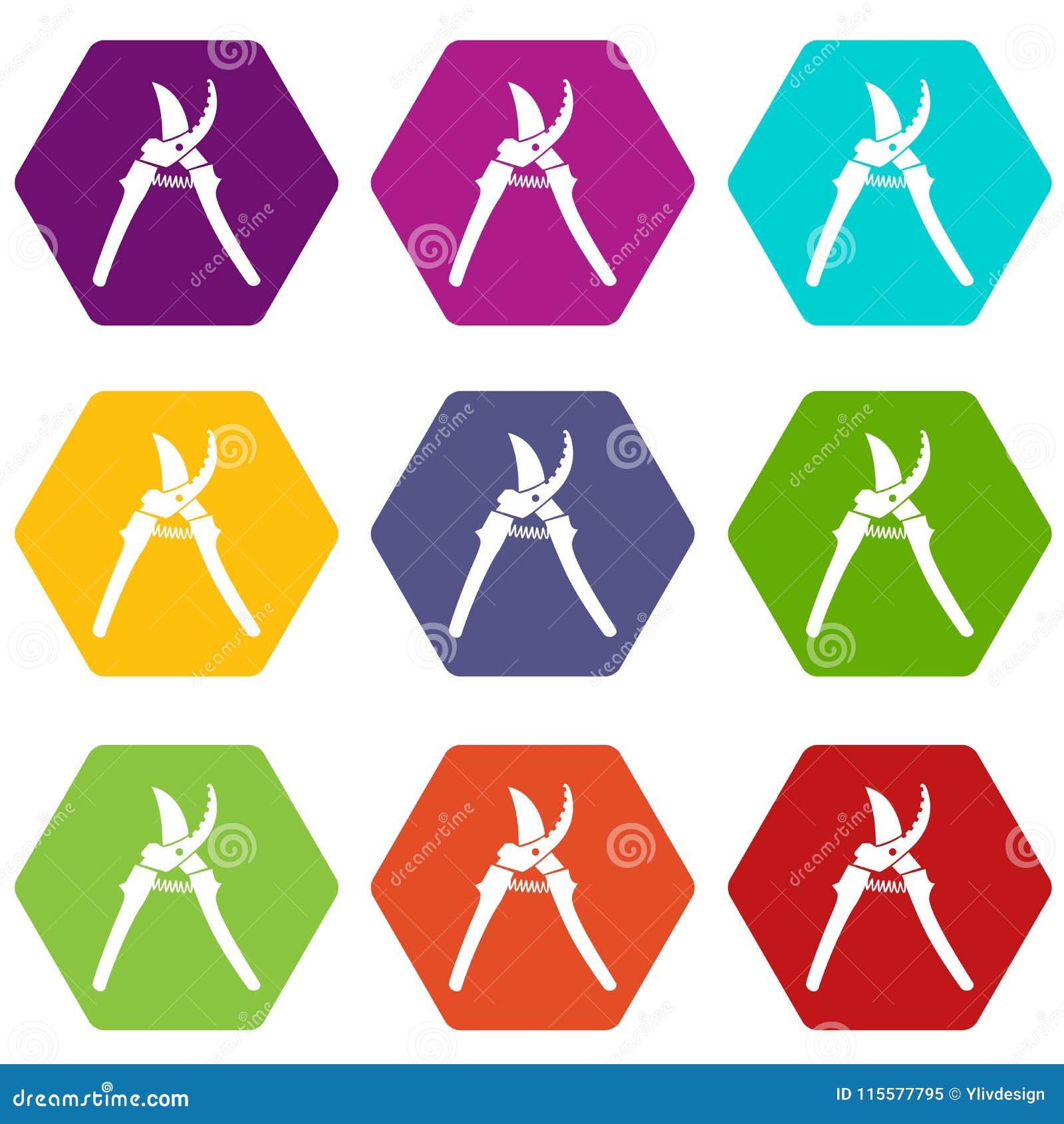 Pruner icons set 9 vector stock vector. Illustration of plant - 115577795