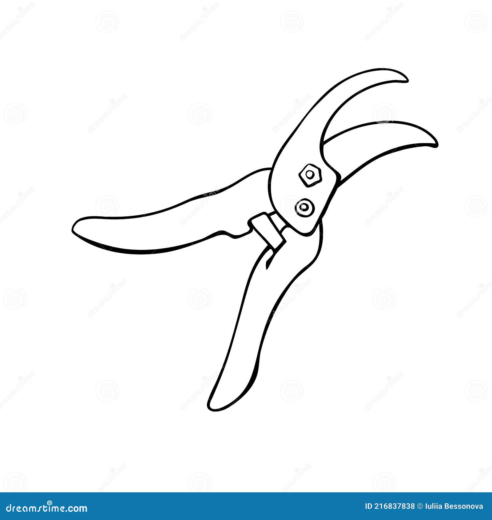 Pruner In Hand Drawn Doodle Style Isolated On White Background. Vector ...