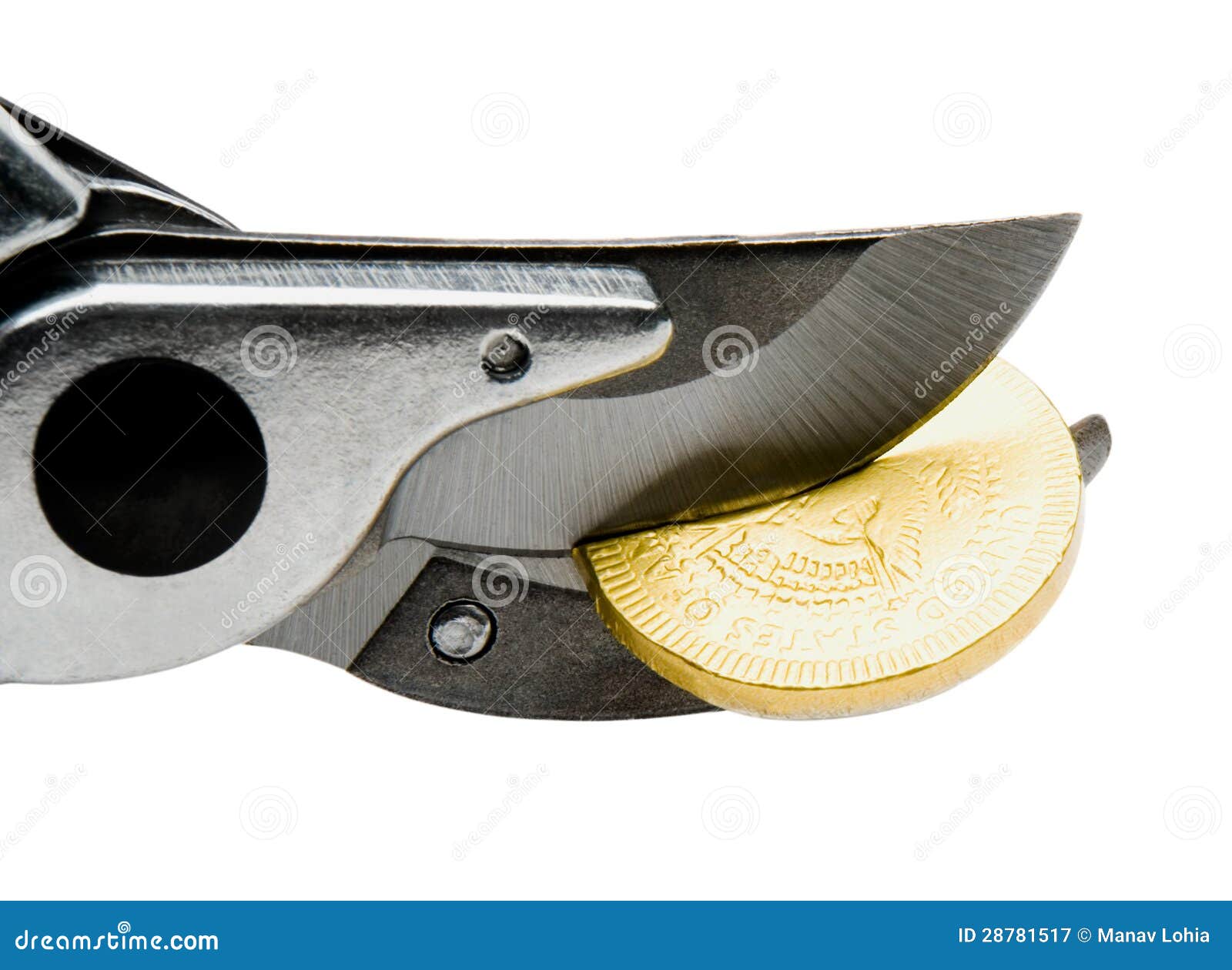 Pruning Shears Cutting Coin Stock Image - Image of silver, sharp: 28781517