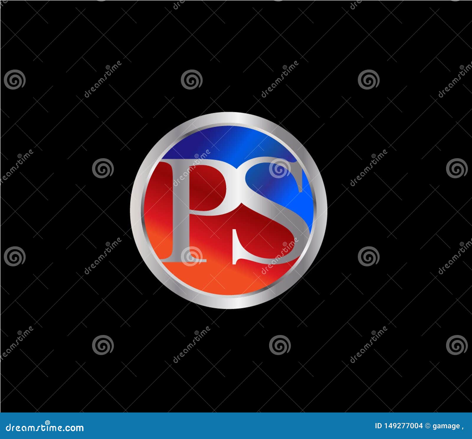 PS Initial Circle Shape Red Blue Silver Color Later Logo Design Stock ...