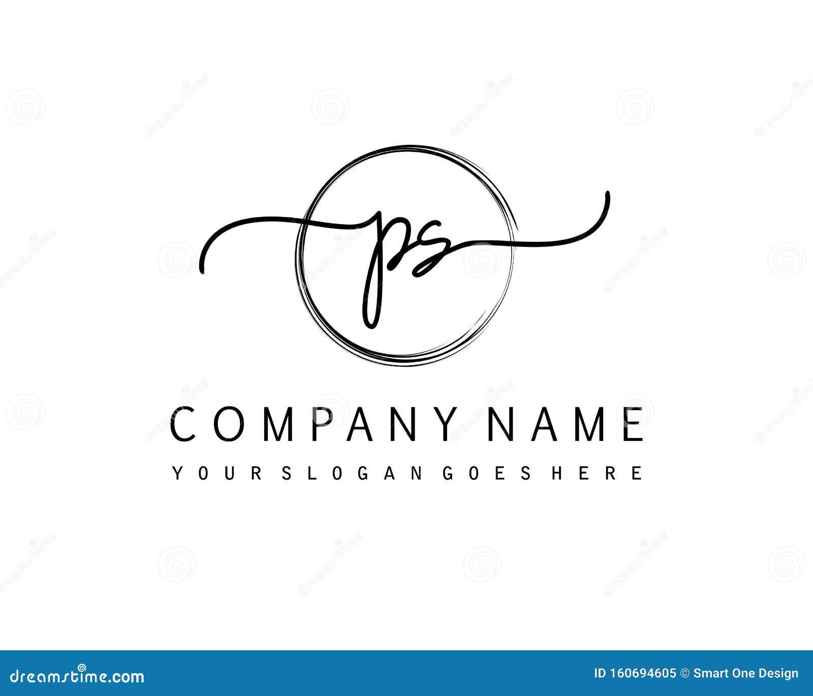 PS Initial Handwriting Logo Circle Hand Drawn Template Vector Stock ...
