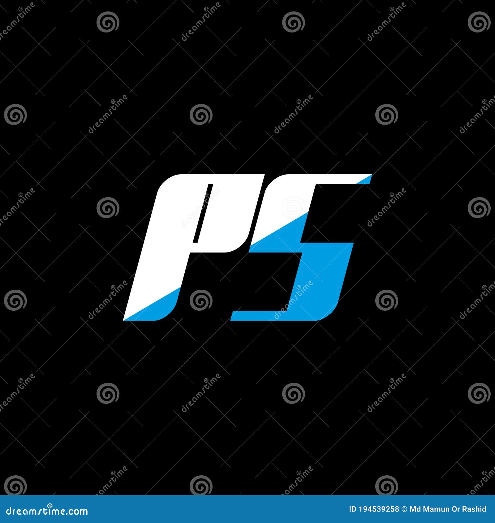 PS Letter Logo Design on Black Background. PS Creative Initials Letter ...