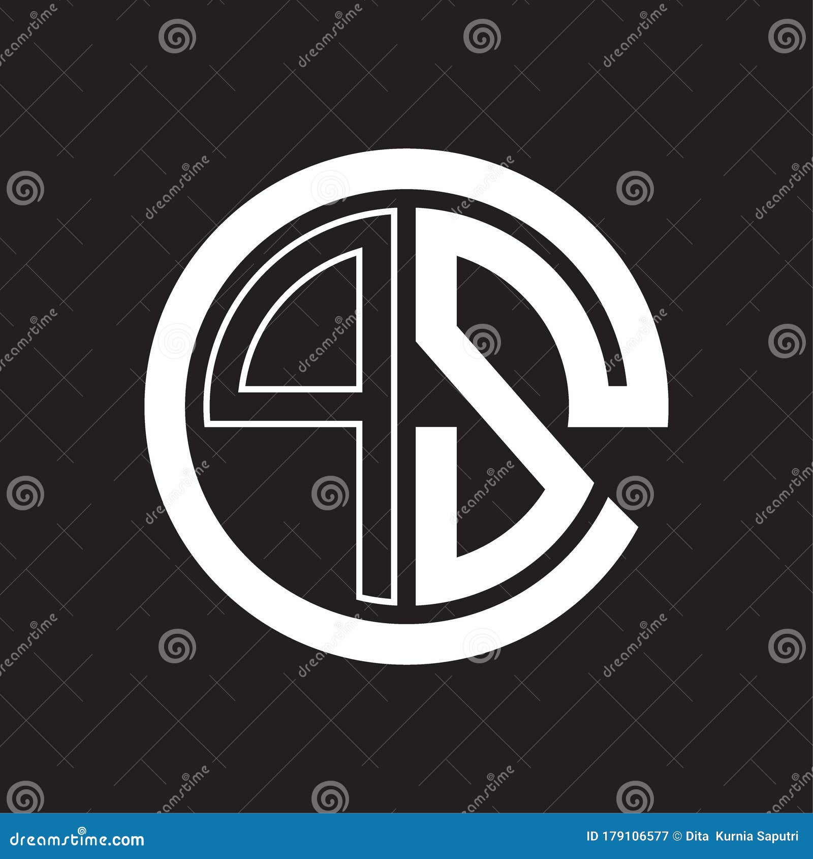 PS Logo with Circle Rounded Negative Space Design Template Stock Vector ...