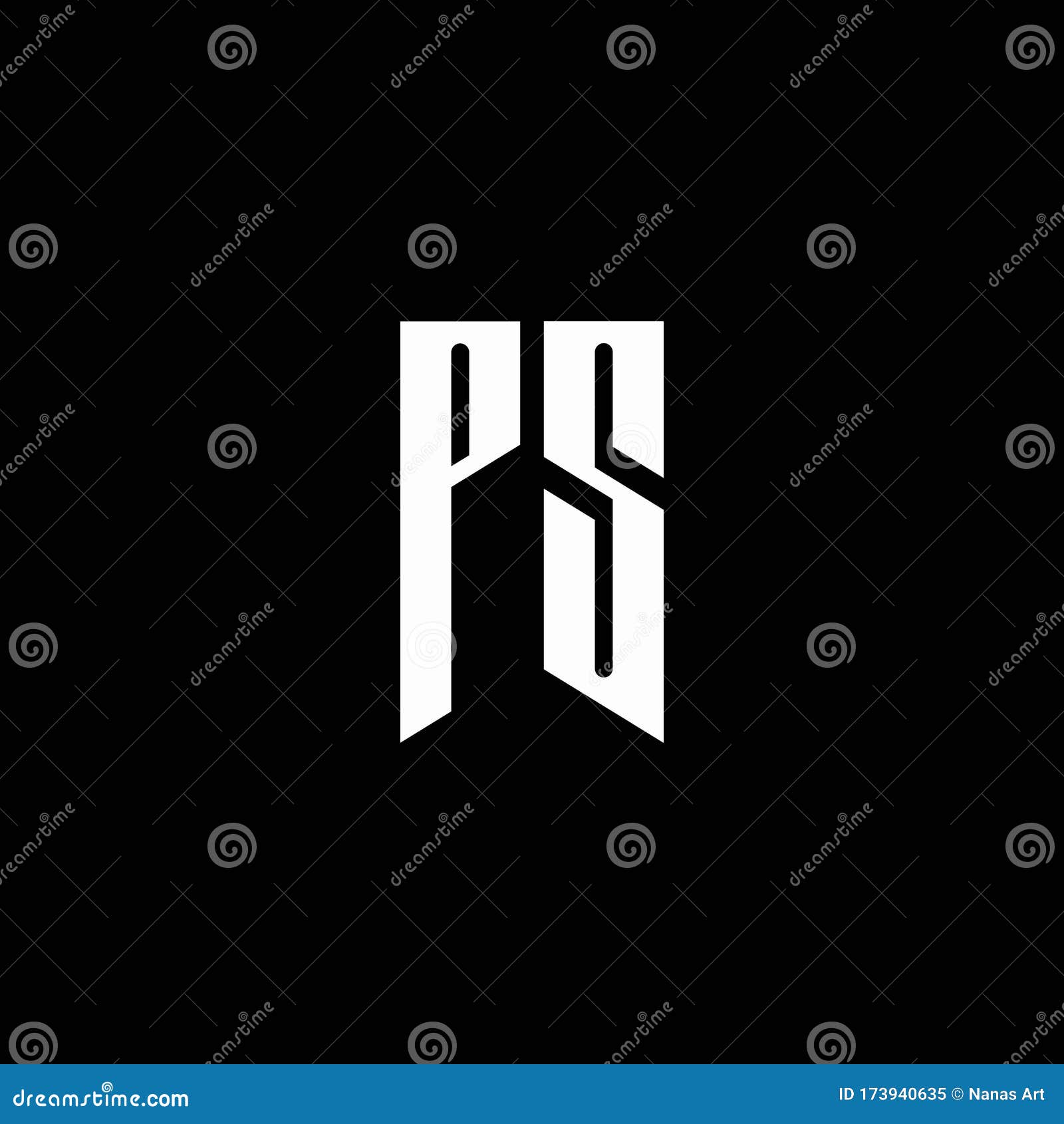 PS Logo Monogram with Emblem Style Isolated on Black Background Stock ...