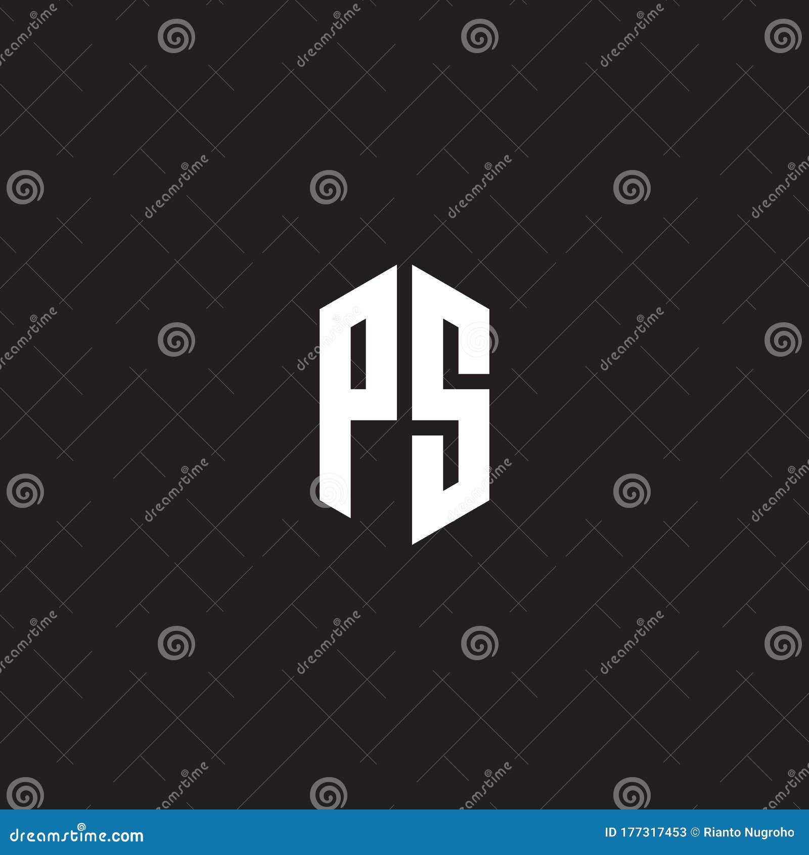 PS Logo Monogram with Hexagon Shape Style Design Template Stock Vector ...