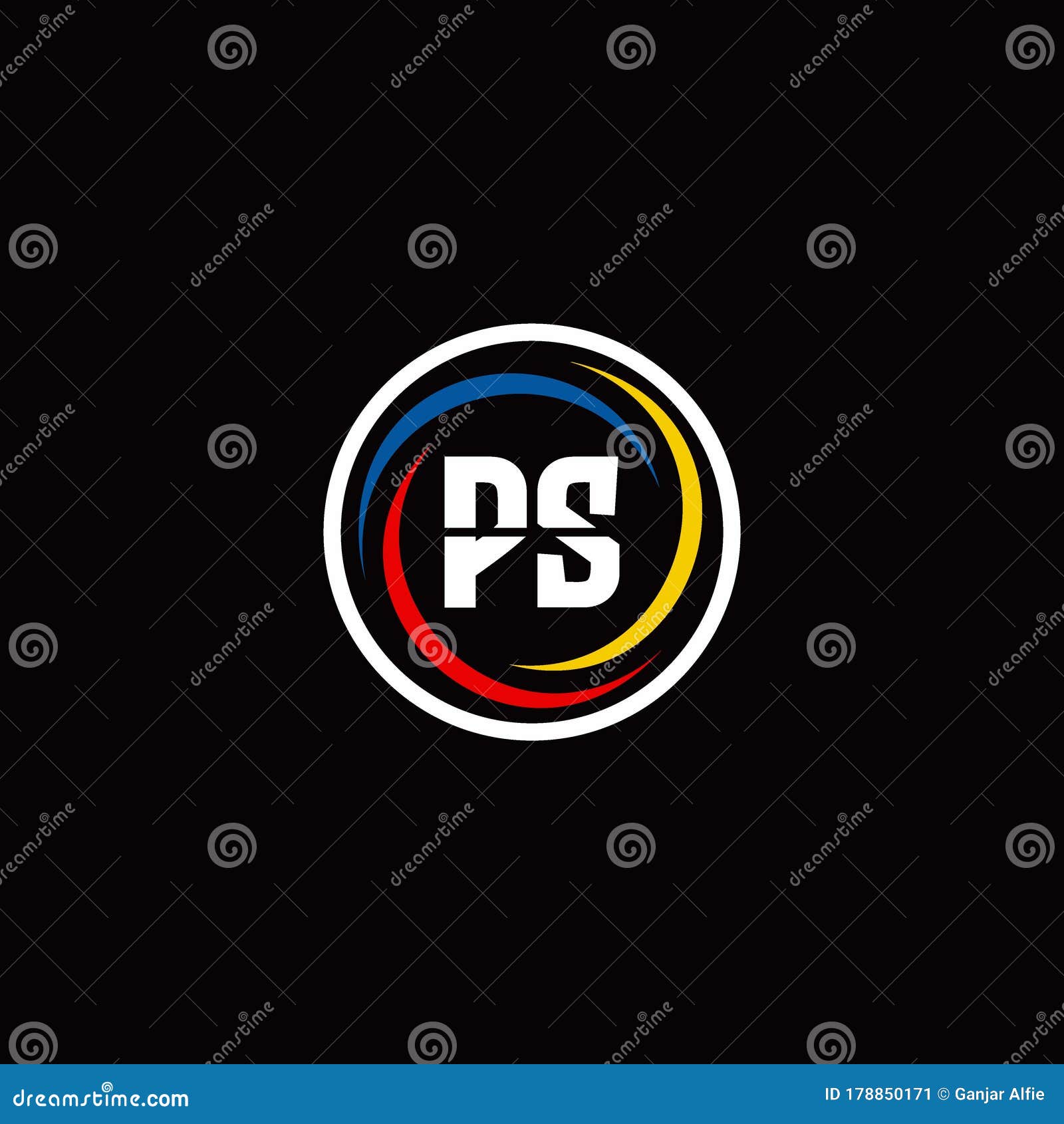 PS Monogram Logo Isolated on Circle Shape with 3 Slash Colors Rounded ...