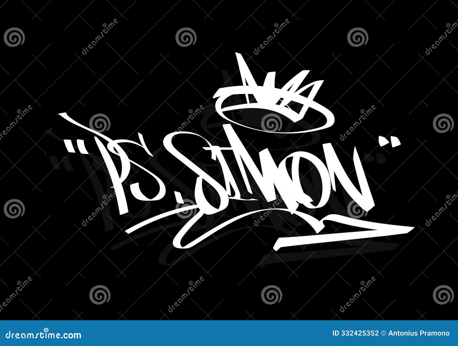 PS SIMON Word Graffiti Tag Style Stock Vector - Illustration of ...