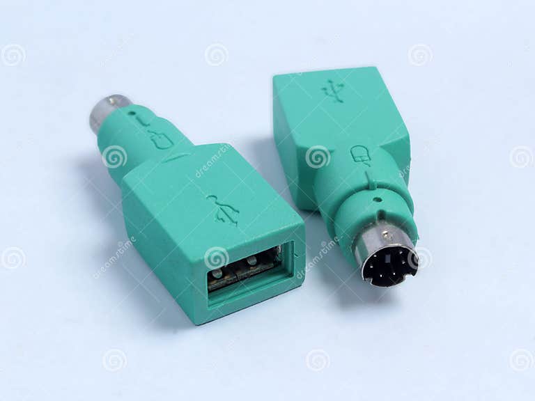 PS2 To USB Connector on White Background Closeup View Stock Image ...