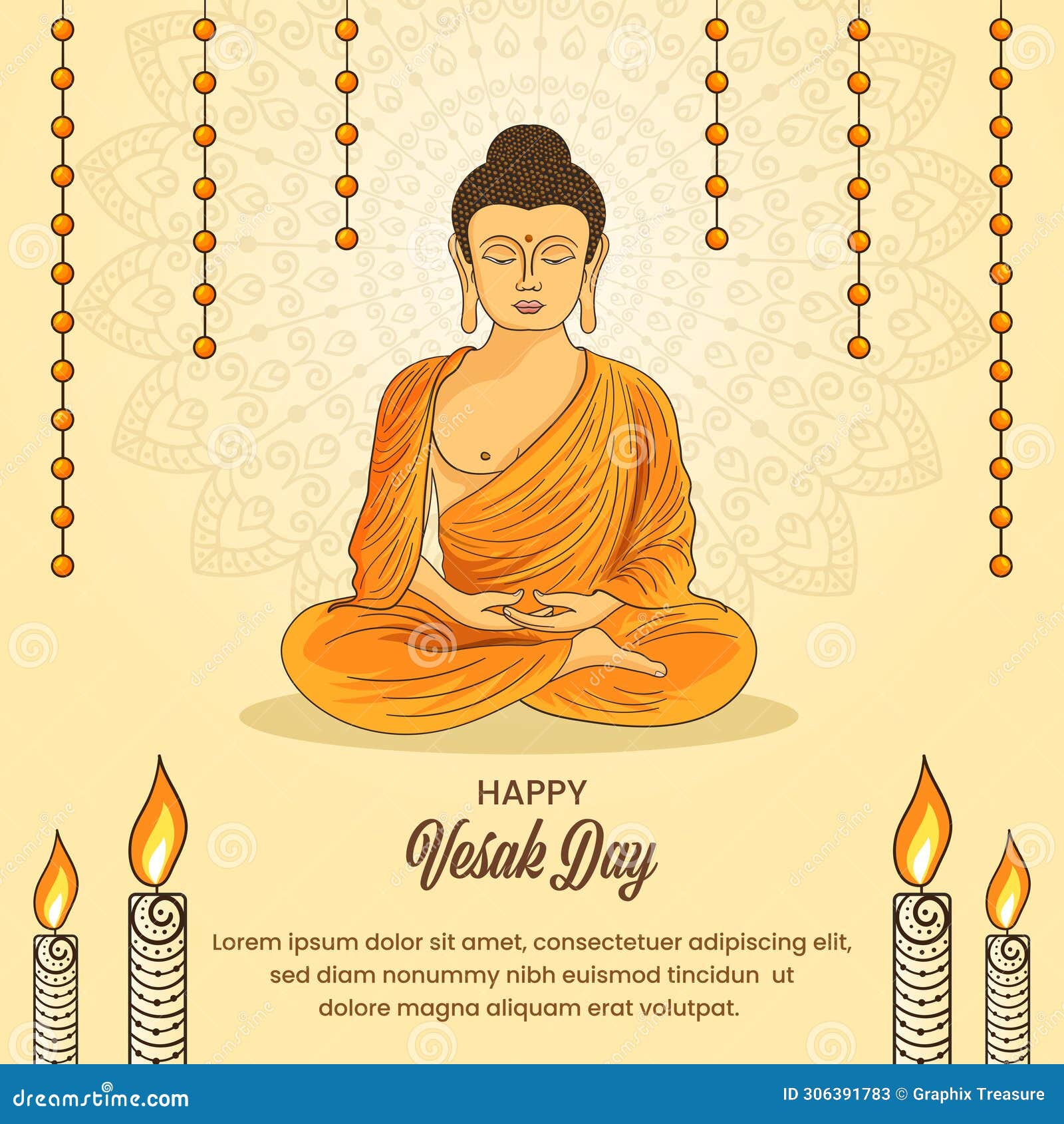 Vesak Day Creative Concept For Card Or Banner. Vesak Day Is A Holy Day ...