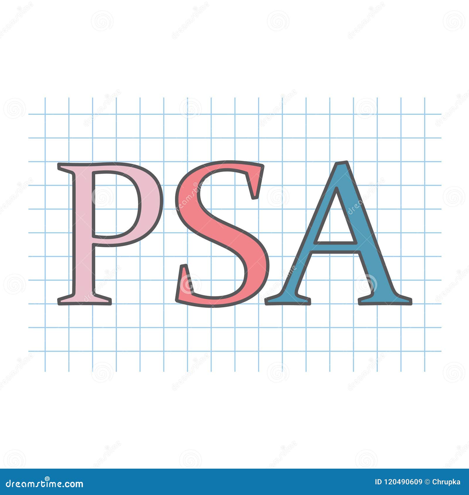 PSA Prostate-Specific Antigen Written on Checkered Paper Sheet Stock ...